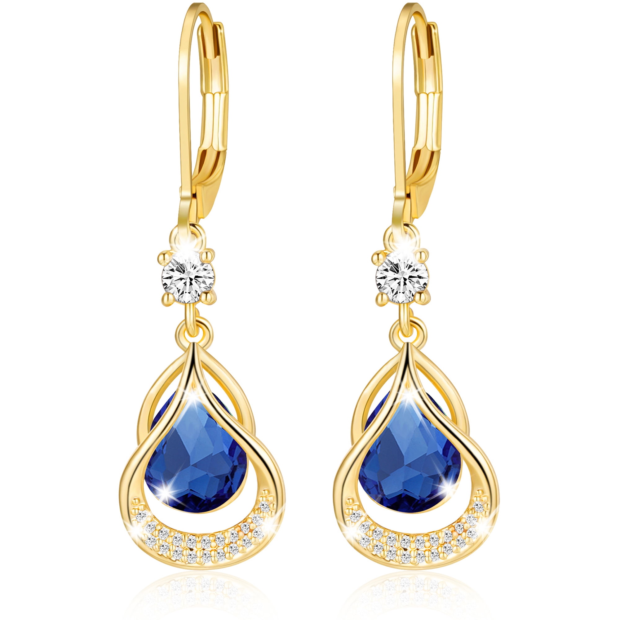 APSVO 18K Gold Teardrop Earrings, Hypoallergenic September Birthstone ...