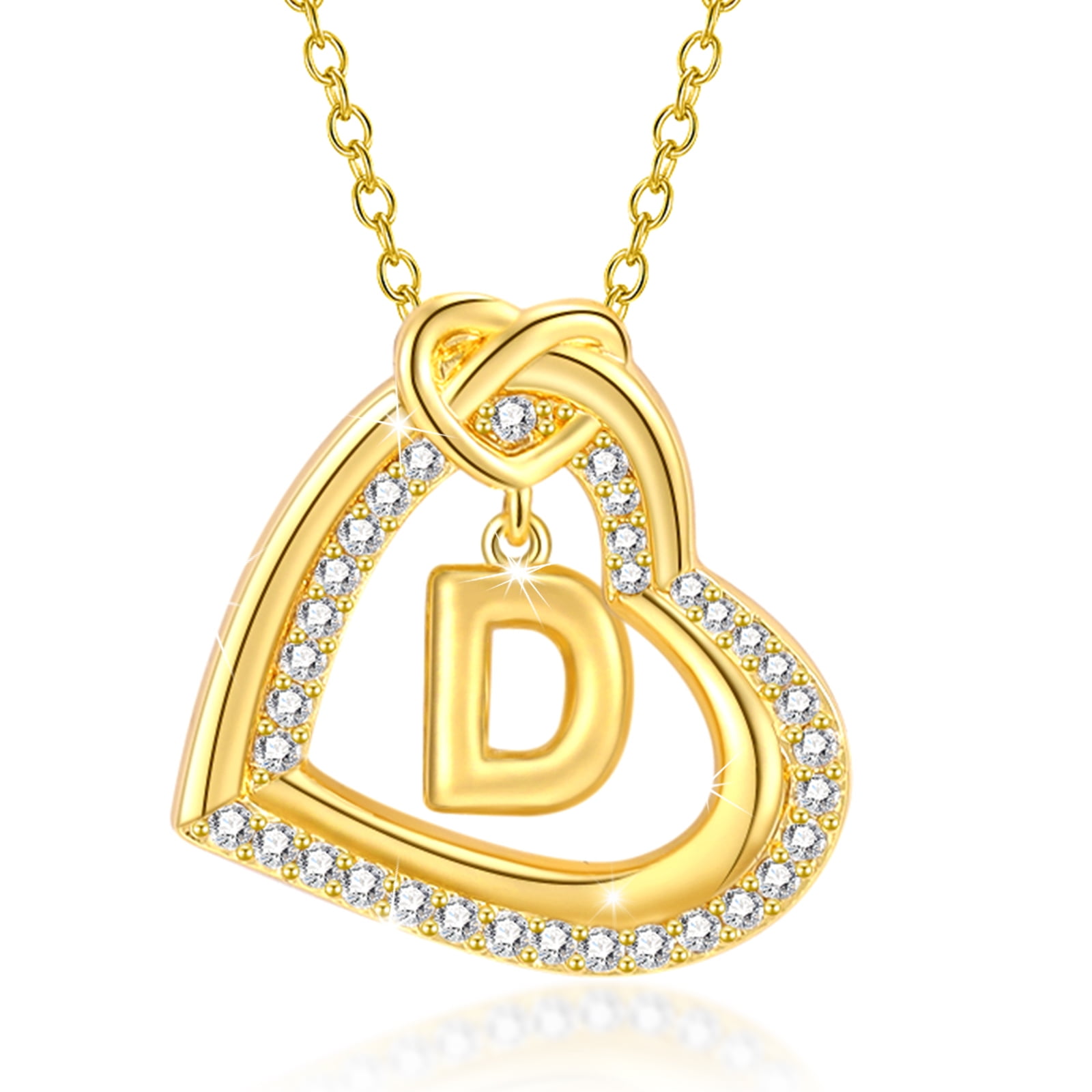 APSVO 14K Gold Plated Love Heart Initial Necklaces for Women Girlfriend ...