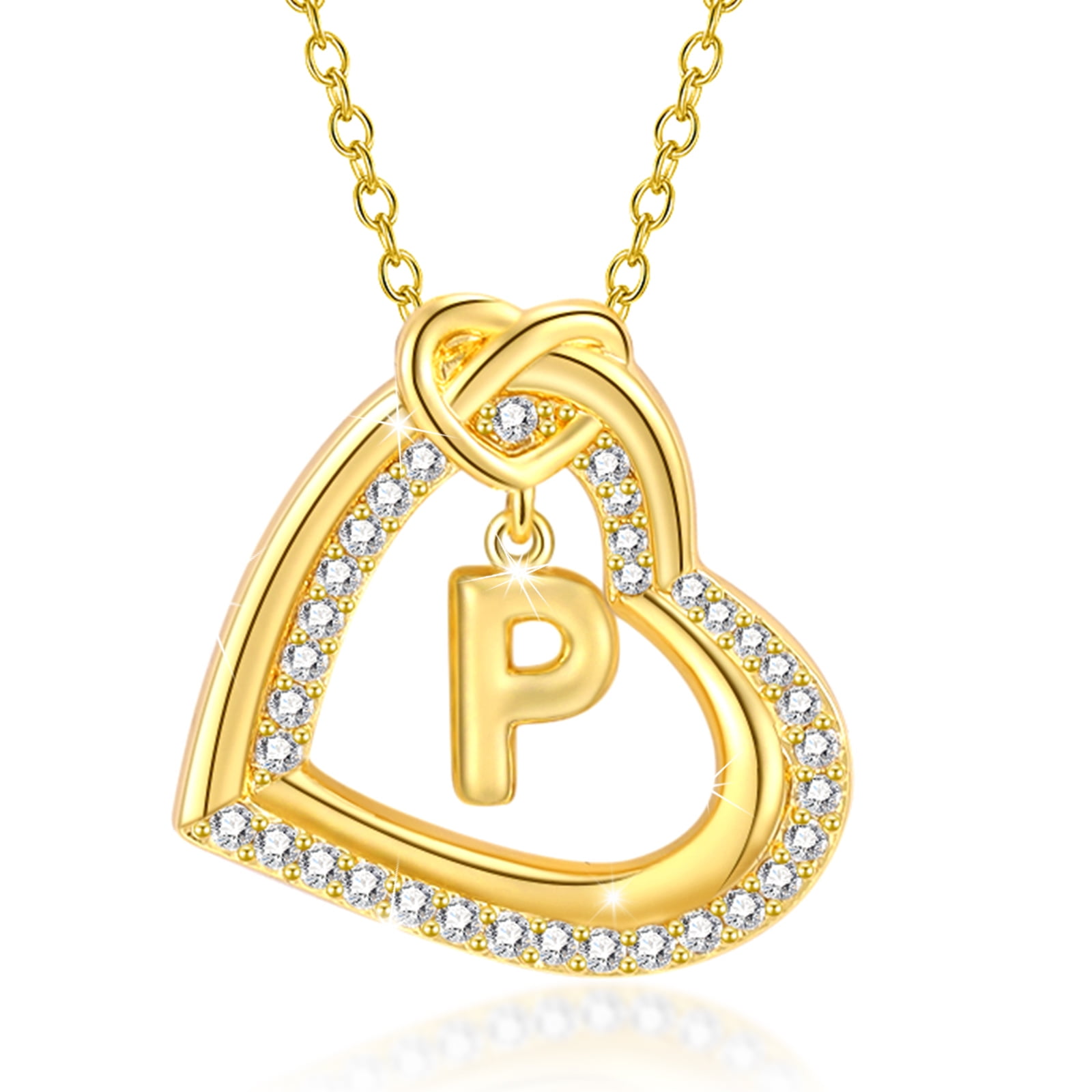 APSVO 14K Gold Plated Love Heart Initial Necklaces for Women Girlfriend ...
