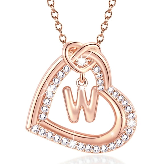 Crown A-Z Initial Necklace Gold-Tone Sparkling Crystal Monogram Letters ...