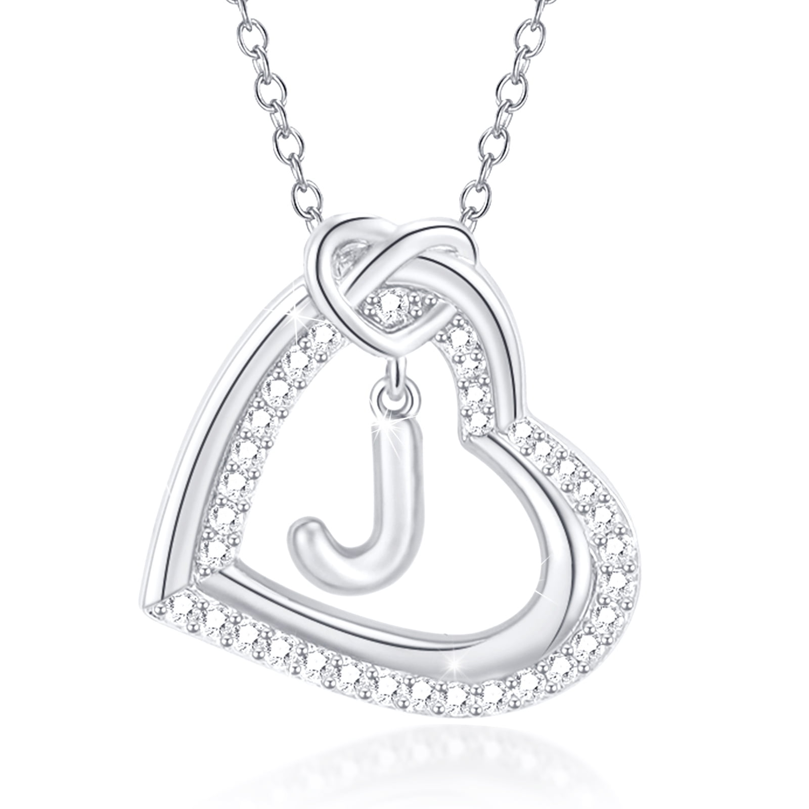 APSVO 14K White Gold Plated Love Heart Initial Necklaces for Women Mom ...
