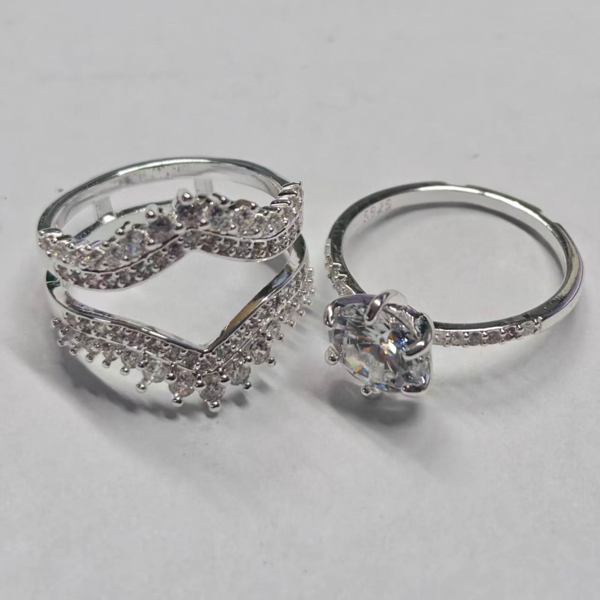 APSVO 18K Gold Plated 3PCS Rings for Women Mom Wife, CZ Ring Pinky Thin ...