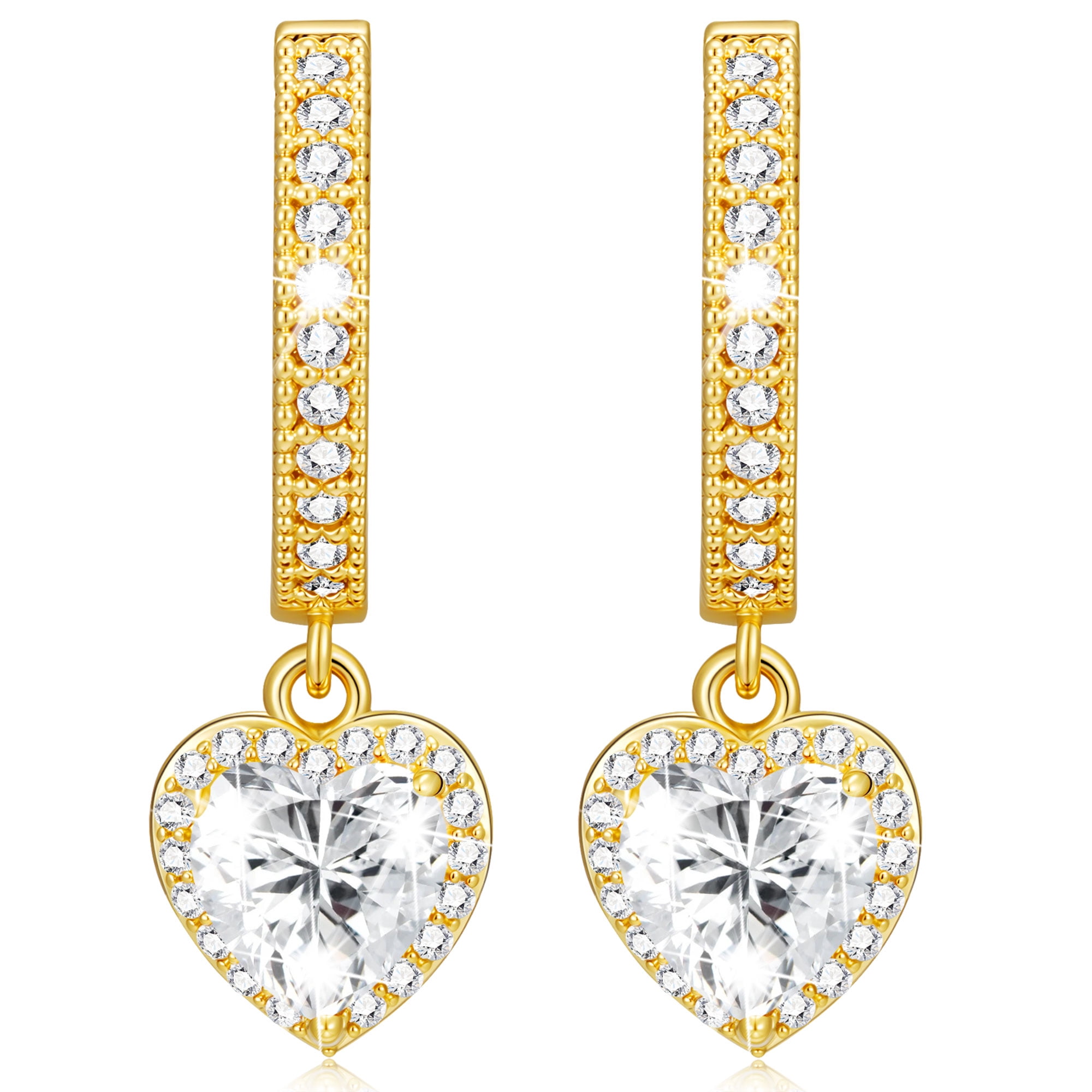 APSVO 18K Gold Plated Love Heart Drop Earrings for Women Girls ...