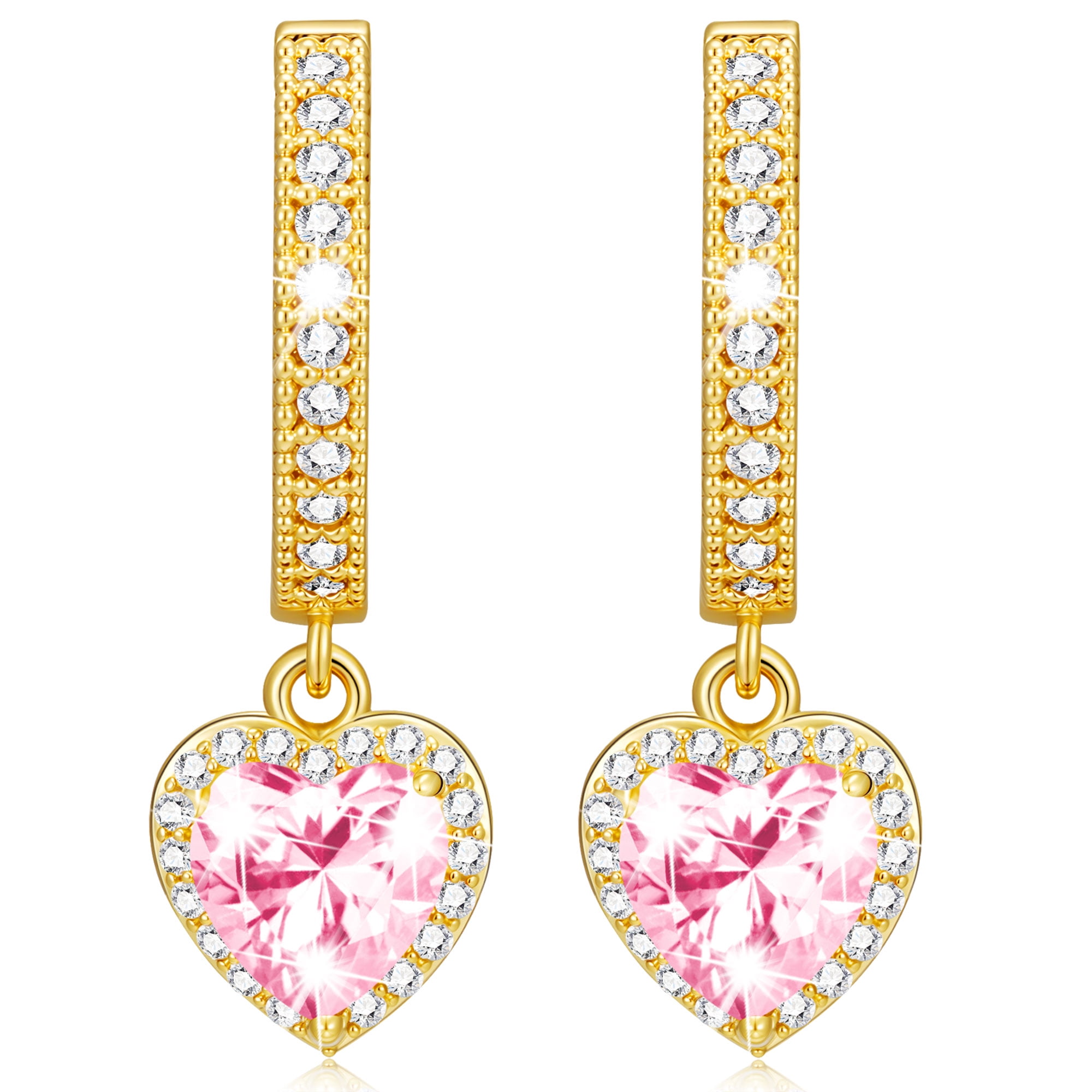 APSVO 18K Gold Plated Love Heart Drop Earrings for Women Girls ...