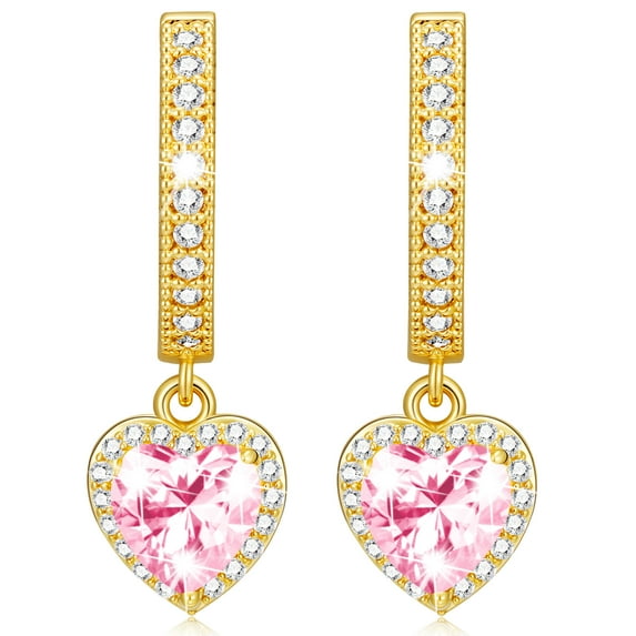 APSVO 18K Gold Plated Love Heart Drop Earrings for Women Girls ...