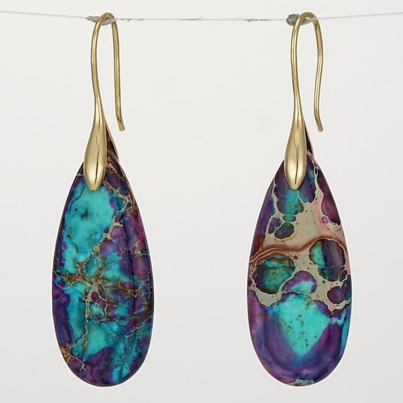 APSVO 18K Gold Plated Nature Stone Drop Earrings for Women ...