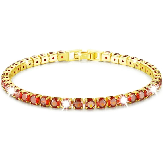 APSVO 18K Gold Plated Tennis Bracelets for Women Girls CZ January ...