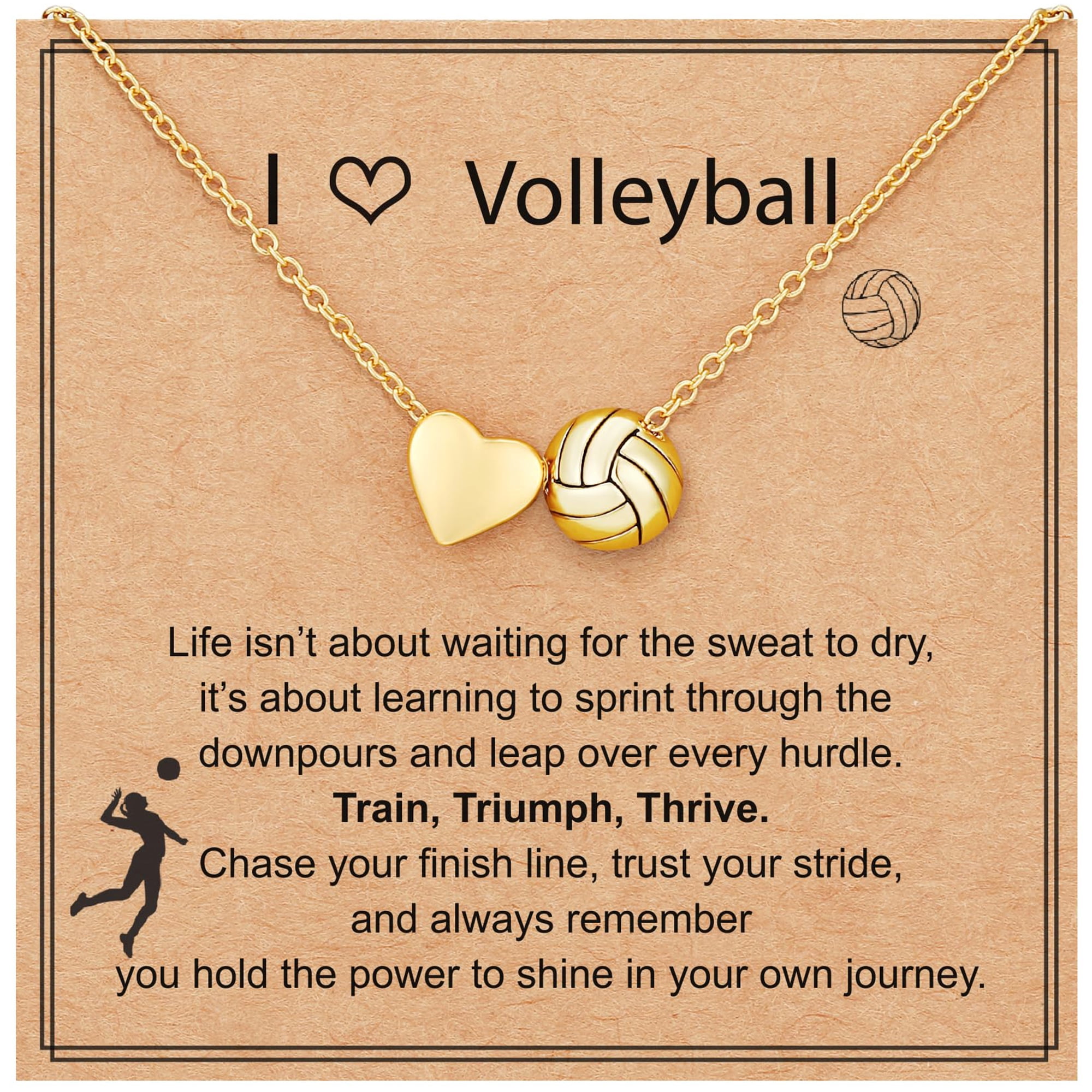 APSVO 18K Gold Plated Volleyball Love Heart Necklaces for Women Mom ...