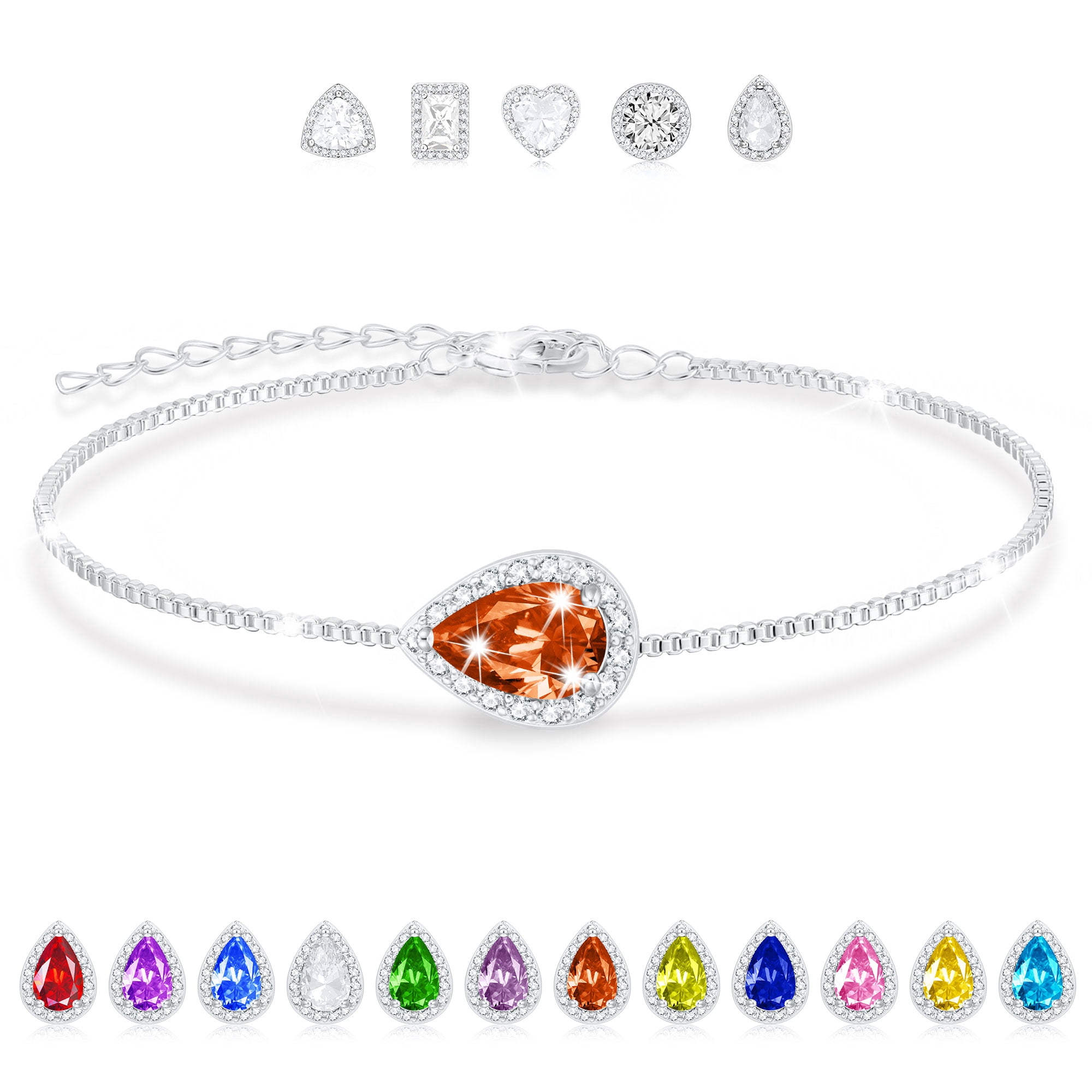 APSVO 18K White Gold Plated Teardrop Bracelets for Women Girls S925 ...