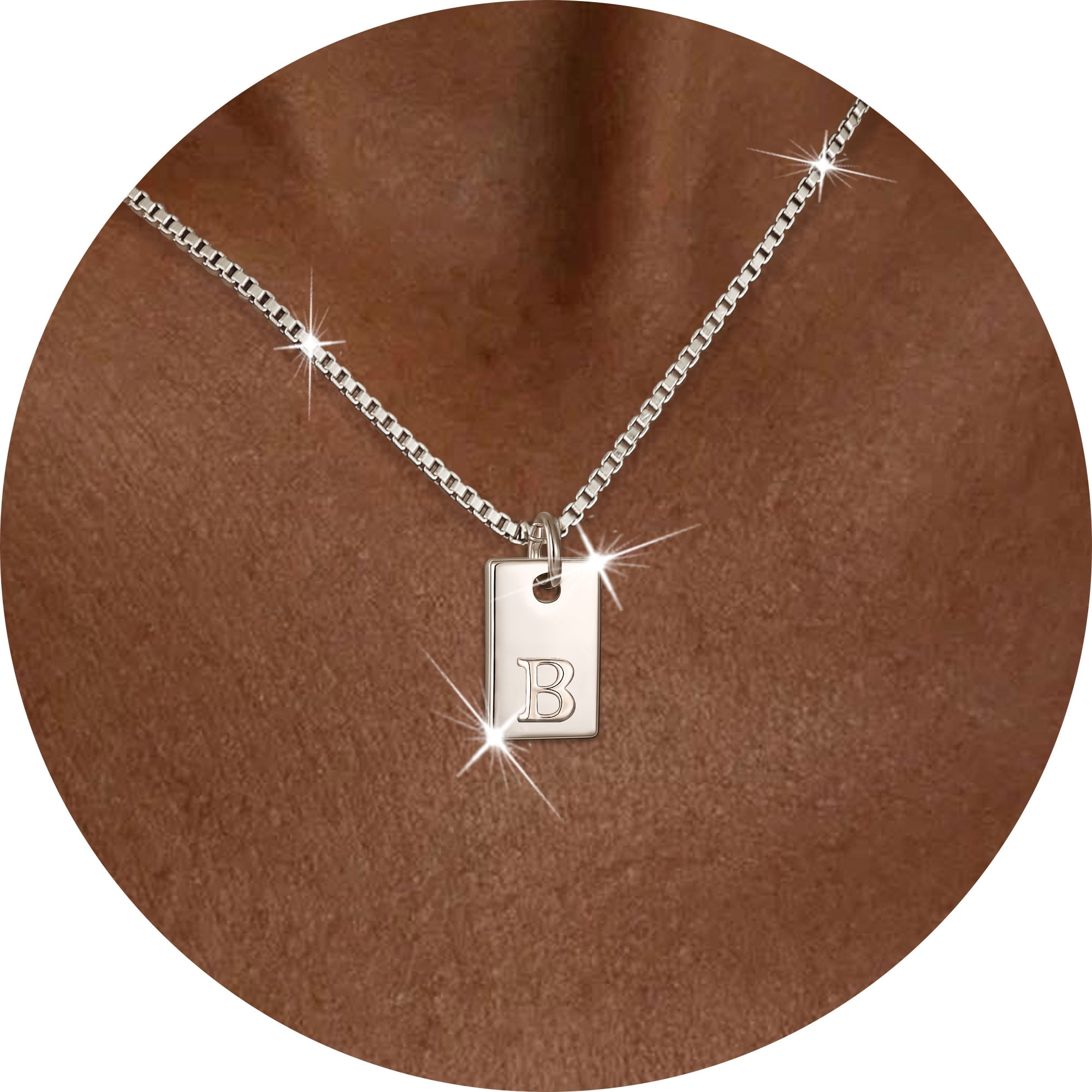 APSVO 18K White Gold Plated Initial Necklaces for Women Girls CZ S925 ...