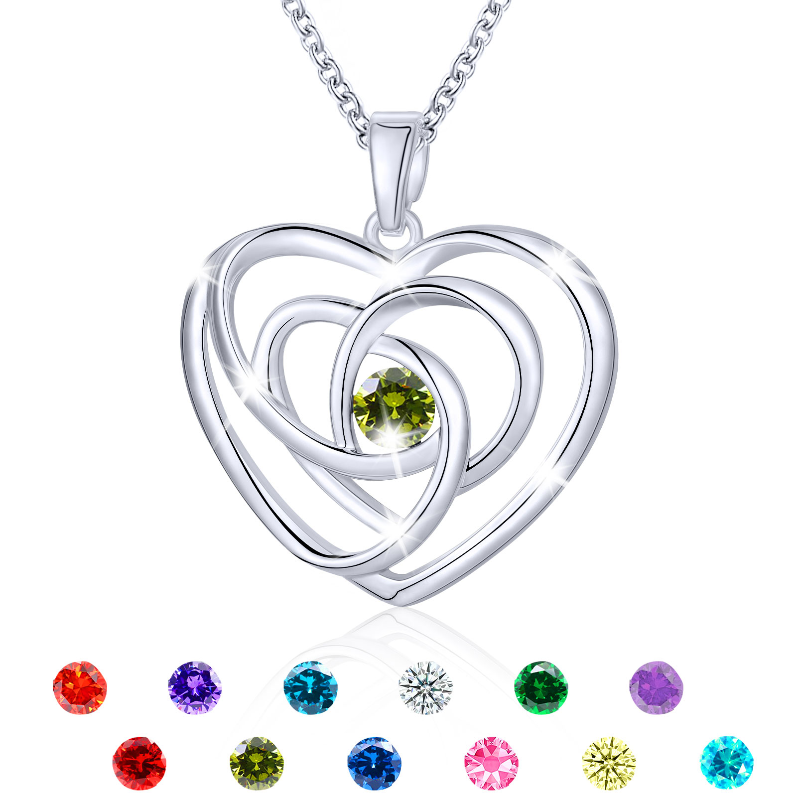 APSVO 18K White Gold Love Heart Necklaces For Women S925 Sterling APSVO 18K White Gold Love Heart Necklaces For Women S925 Sterling