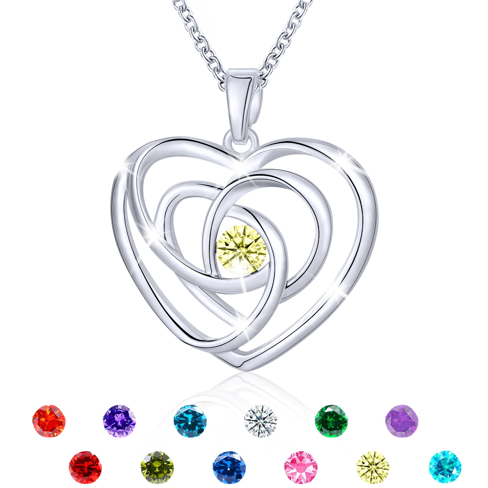 APSVO 18K White Gold Love Heart Necklaces for Women,S925 Sterling ...