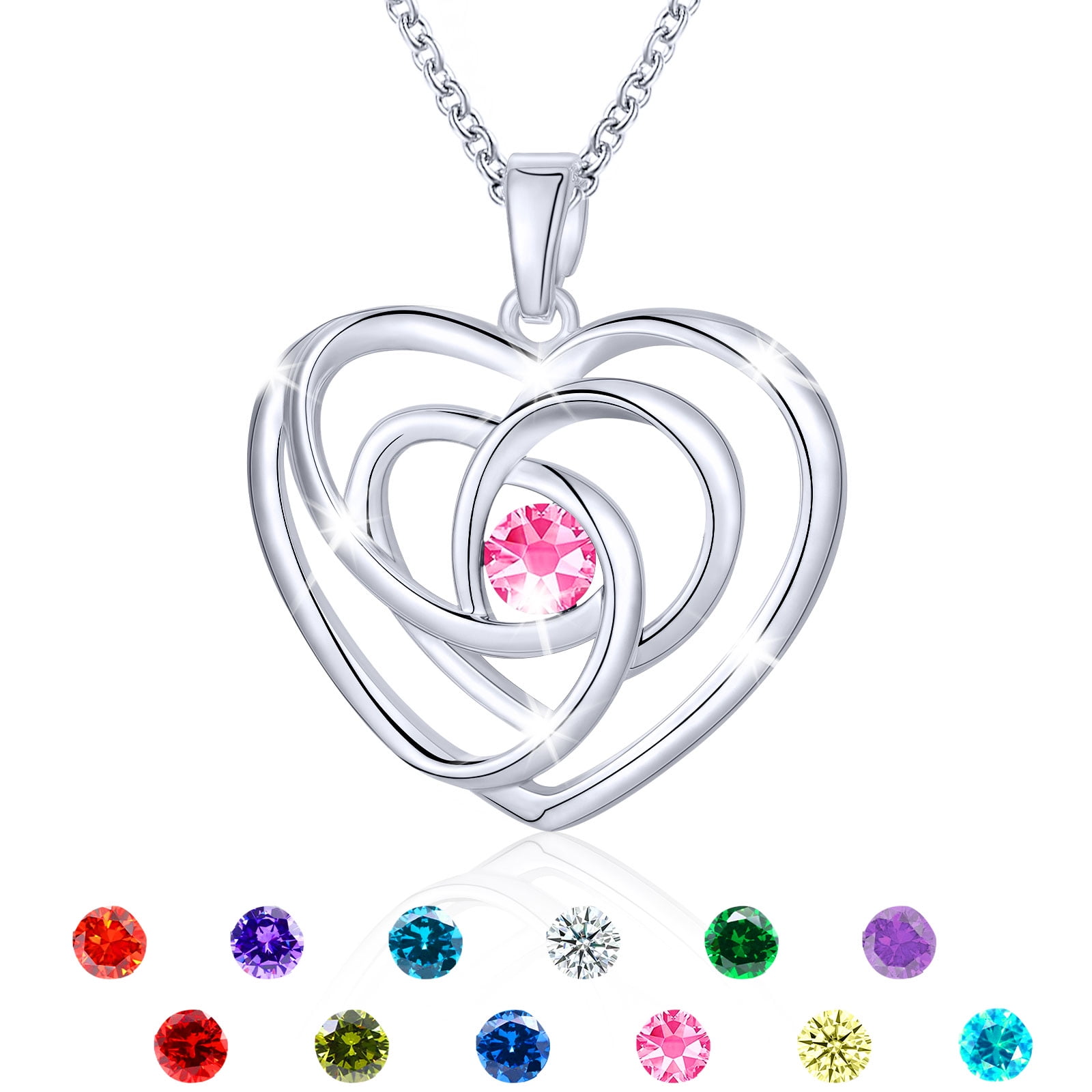 APSVO 18K White Gold Love Heart Necklaces for Women,S925 Sterling ...