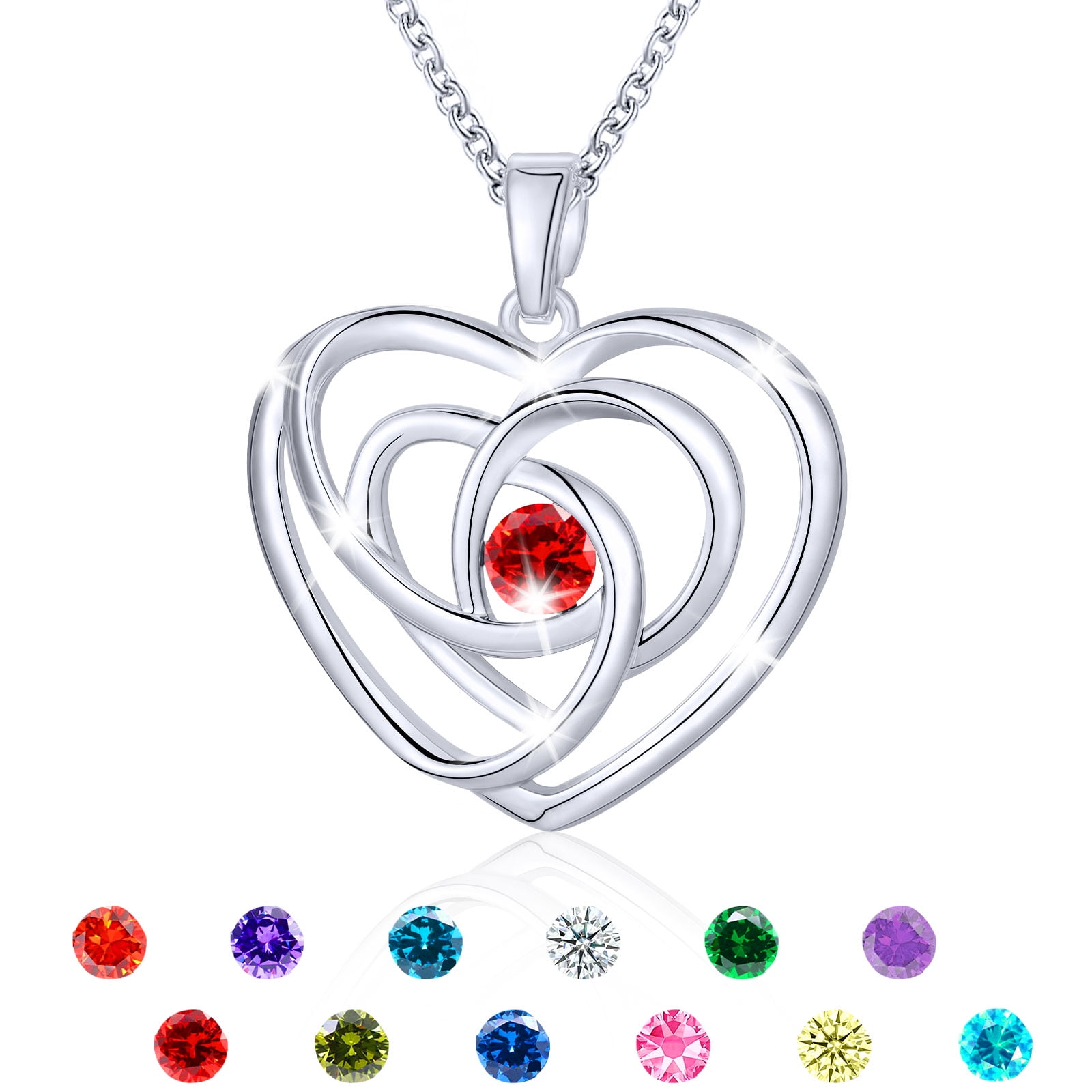 APSVO 18K White Gold Plated Love Heart Necklaces for Women Mom S925 ...