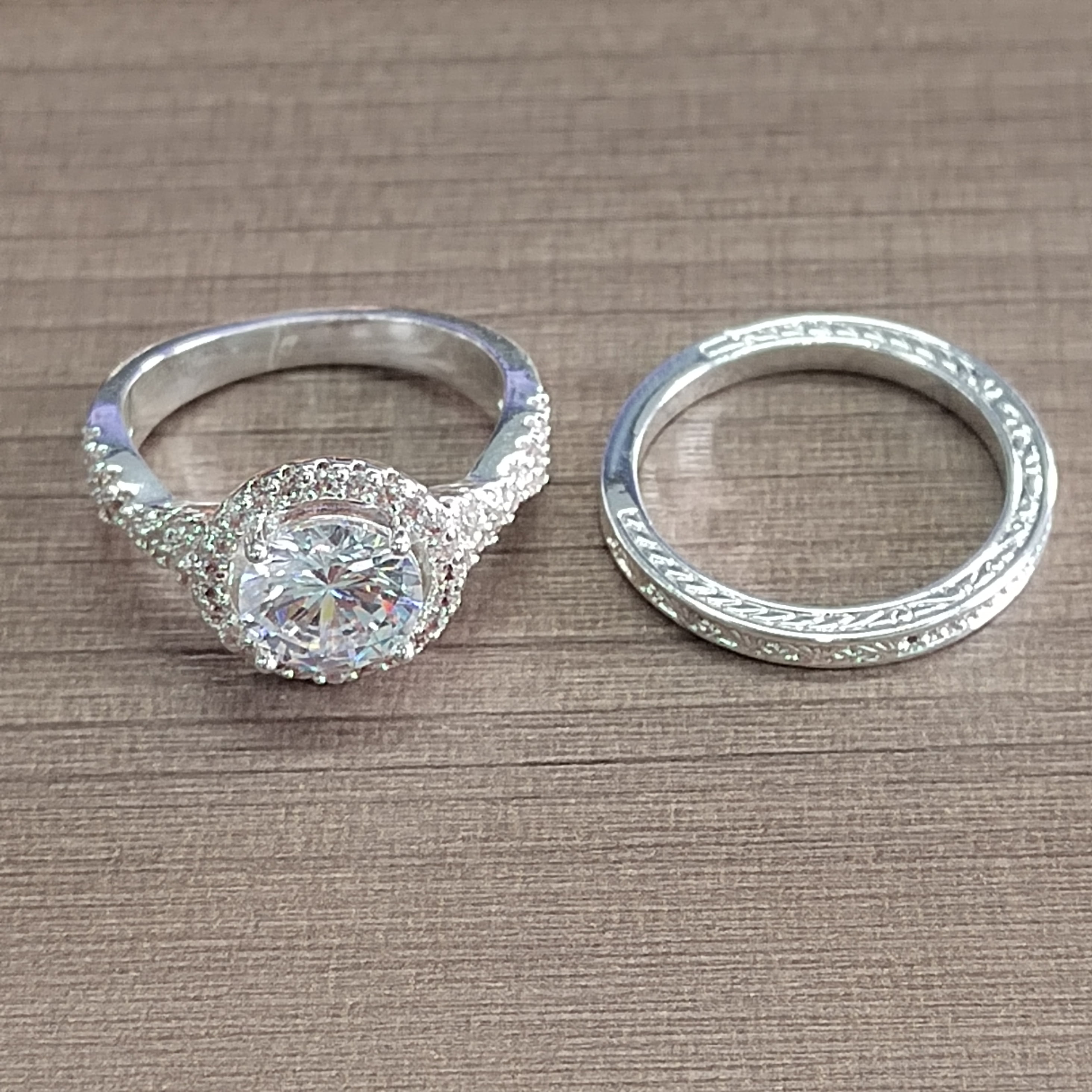 APSVO 18K White Gold Plated 0.1ct Rings for Women Stackable Non Tarnish Knuckle CZ S925 Sterling ...