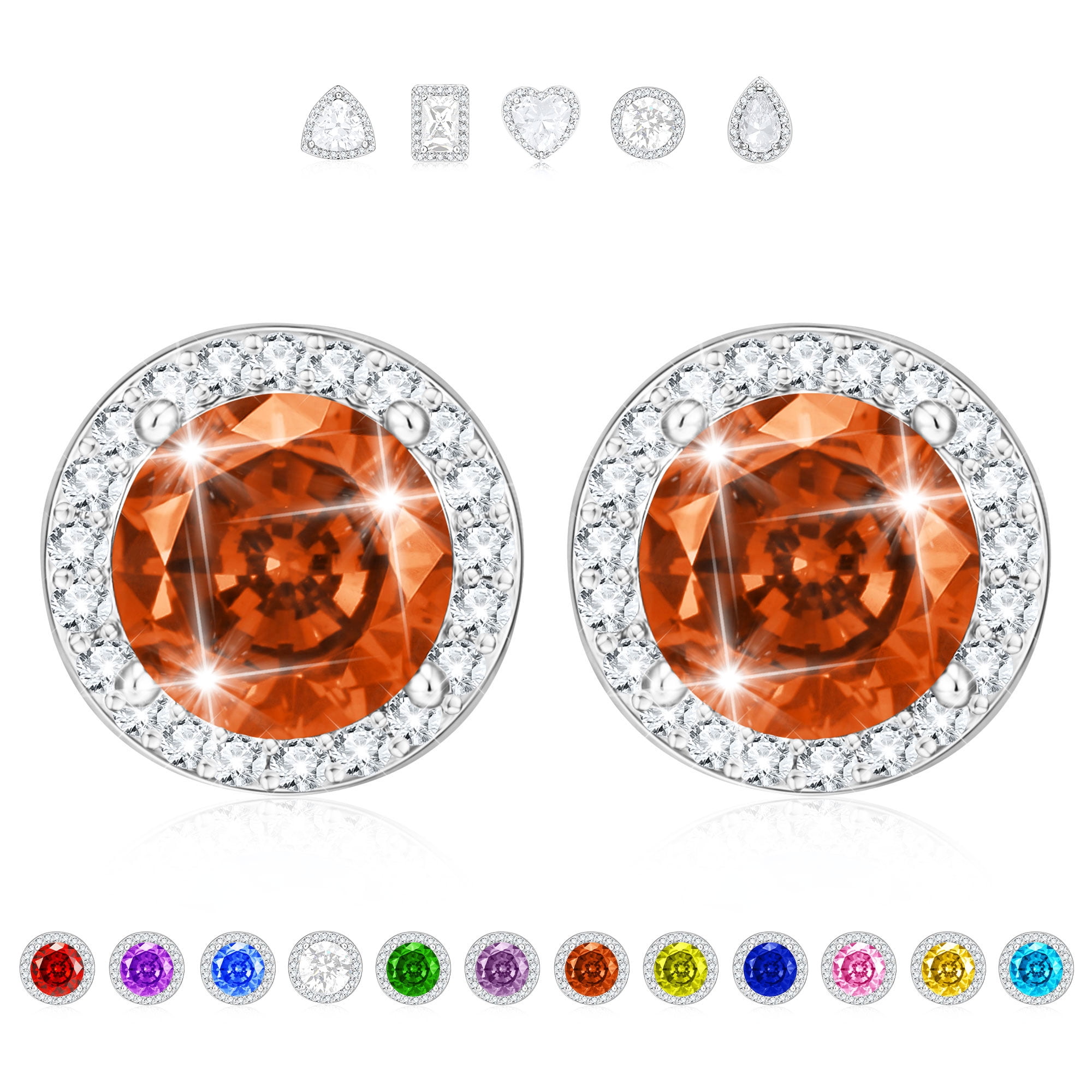 APSVO 18K White Gold Stud Earrings for Women,Round Stud Earrings,S925 ...