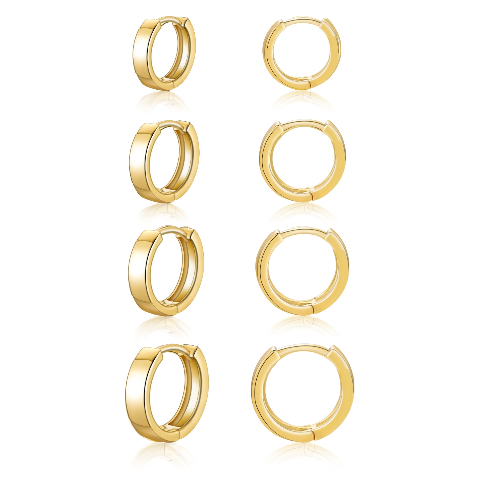 APSVO 4 Pairs Tiny Small Hoop Earrings for Women Men, Gold Post Small ...