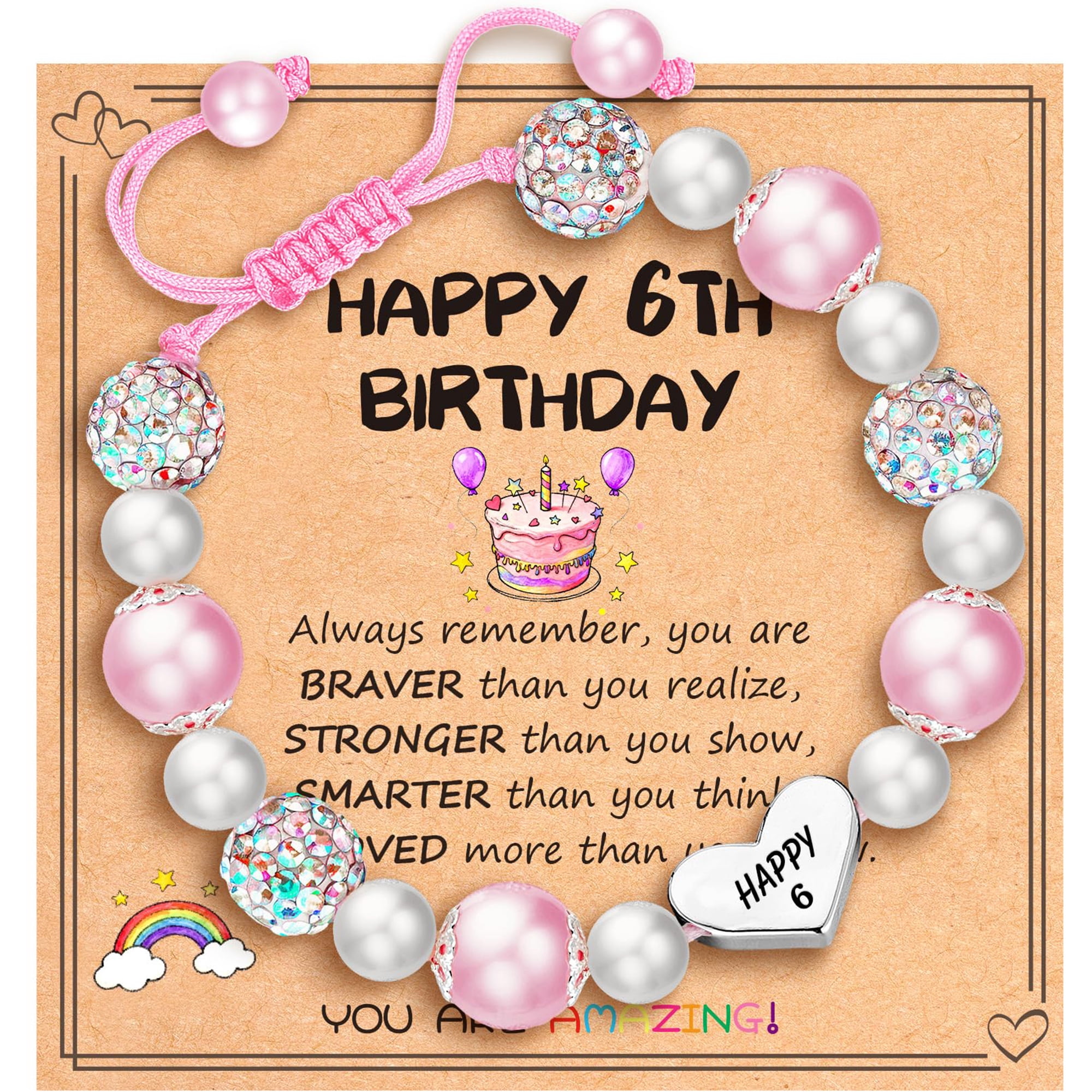 APSVO Birthday Gifts for 6 Year Old Girls Kids 6th Six Yr Pink Love ...