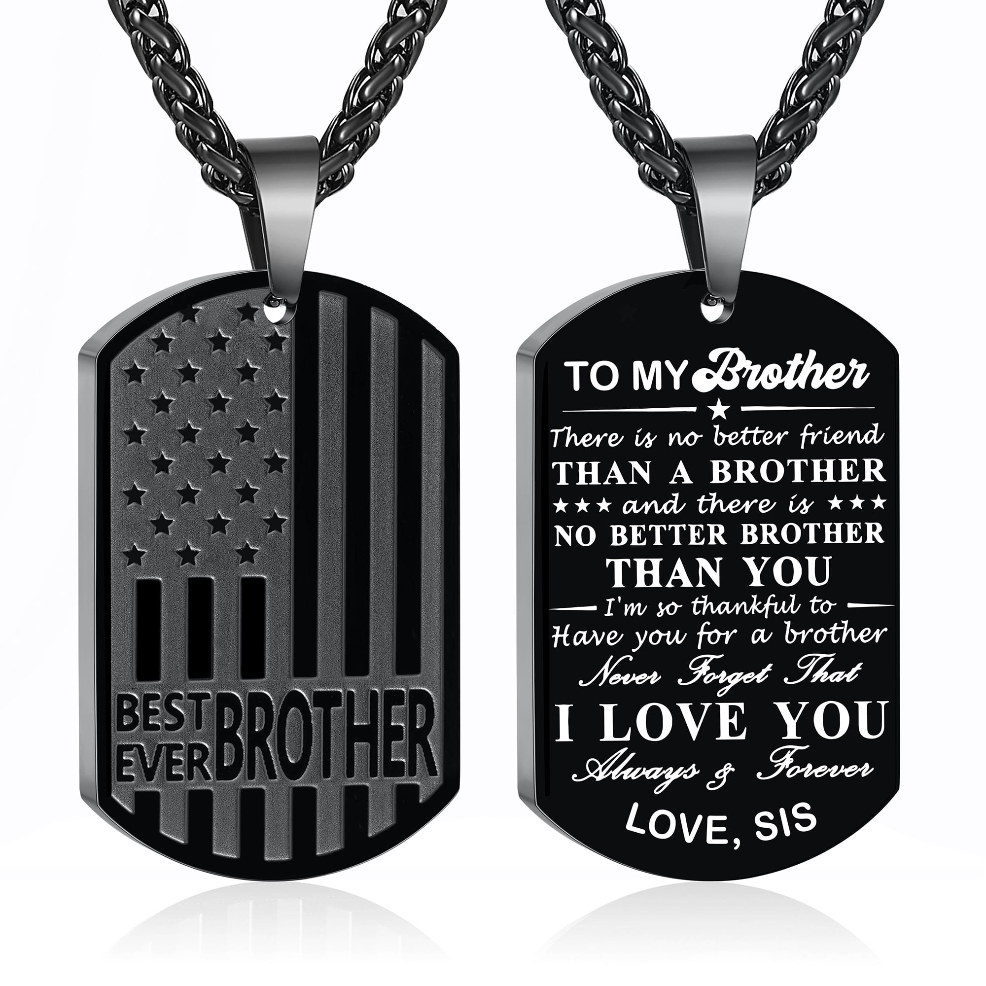 APSVO Black Dog Tag Necklaces for Men Boys to My Brother Gifts from ...