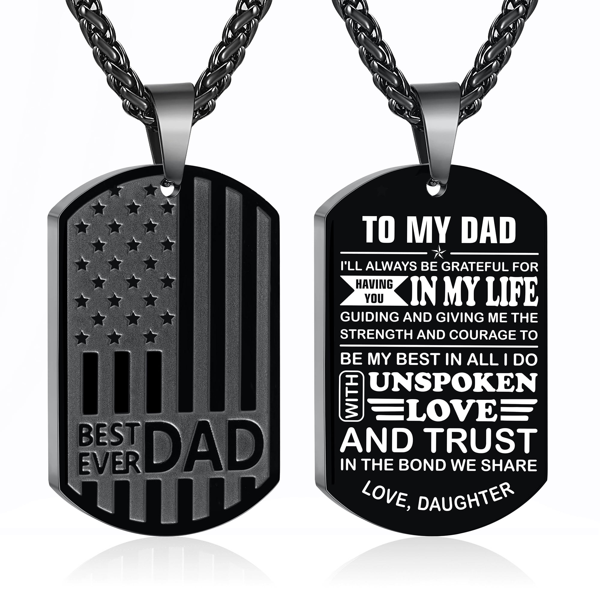 APSVO Black American Flag Dog Tag Necklaces for Men Dad Pendant Chain ...