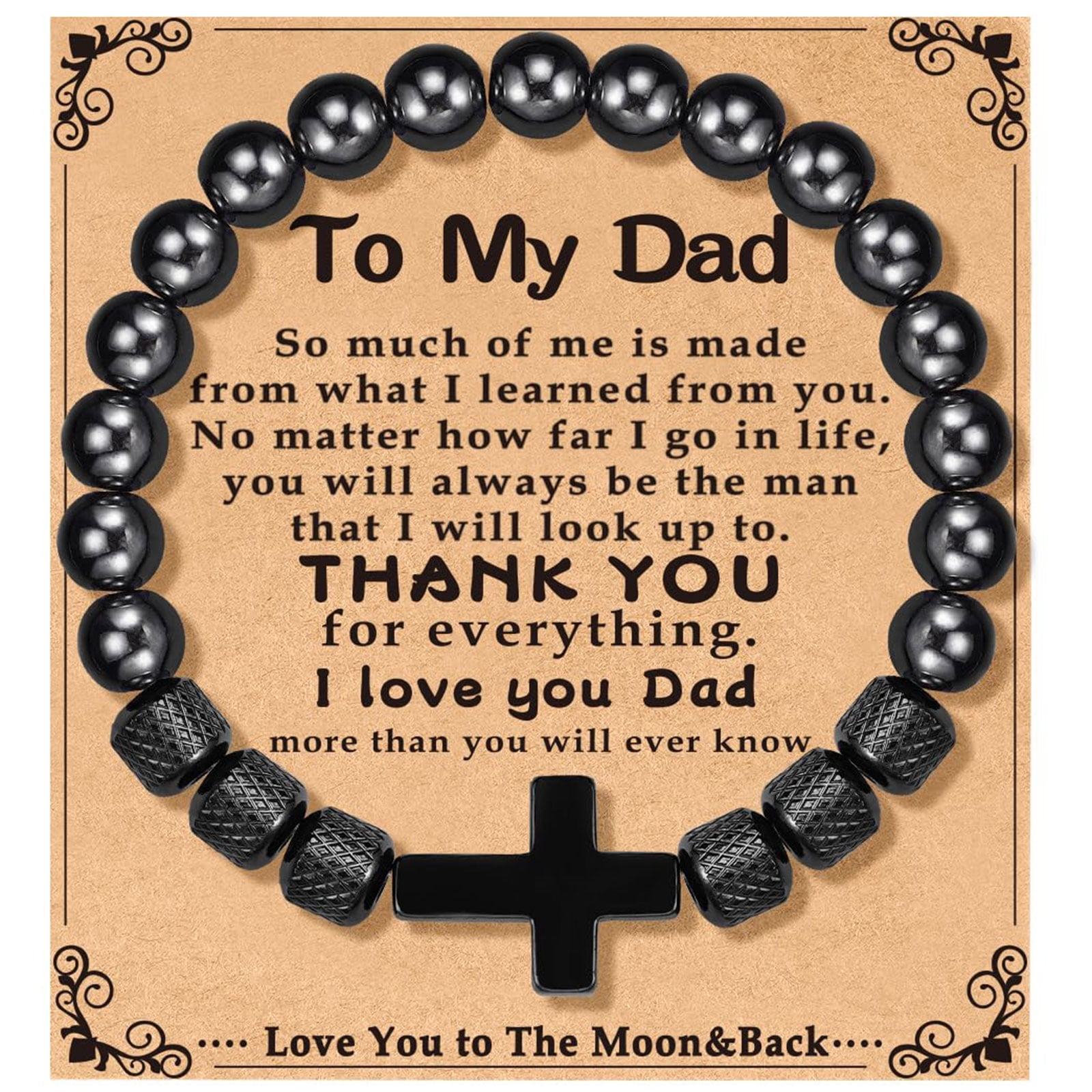 APSVO Black Cross Bracelets for Men Obsidian Beads Bracelet Birthday ...