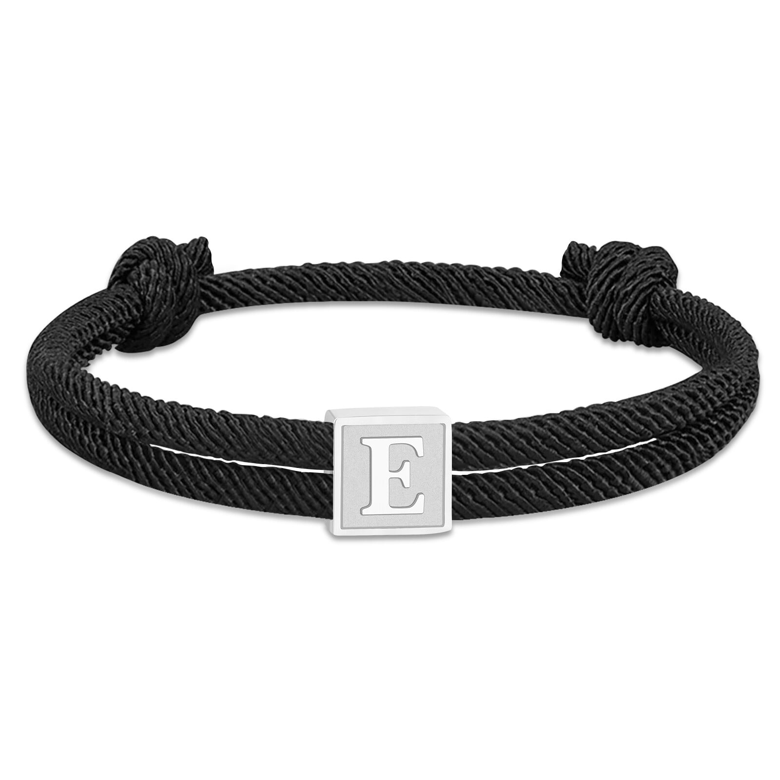 APSVO Black Rope Initial Bracelet for Men Boys Boyfriend,Stainless ...
