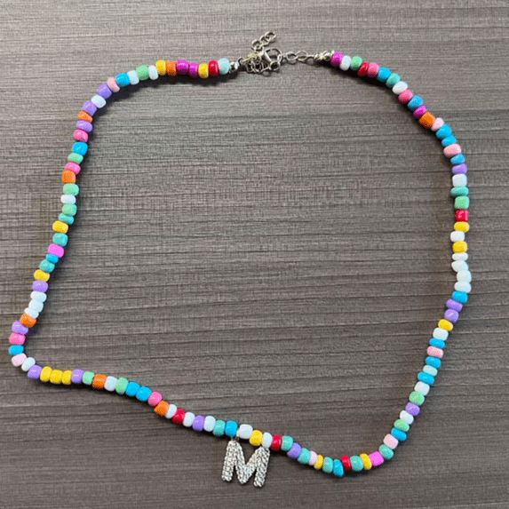 APSVO Colorful Beaded Initial Necklace for Women CZ Letter H Pendant ...