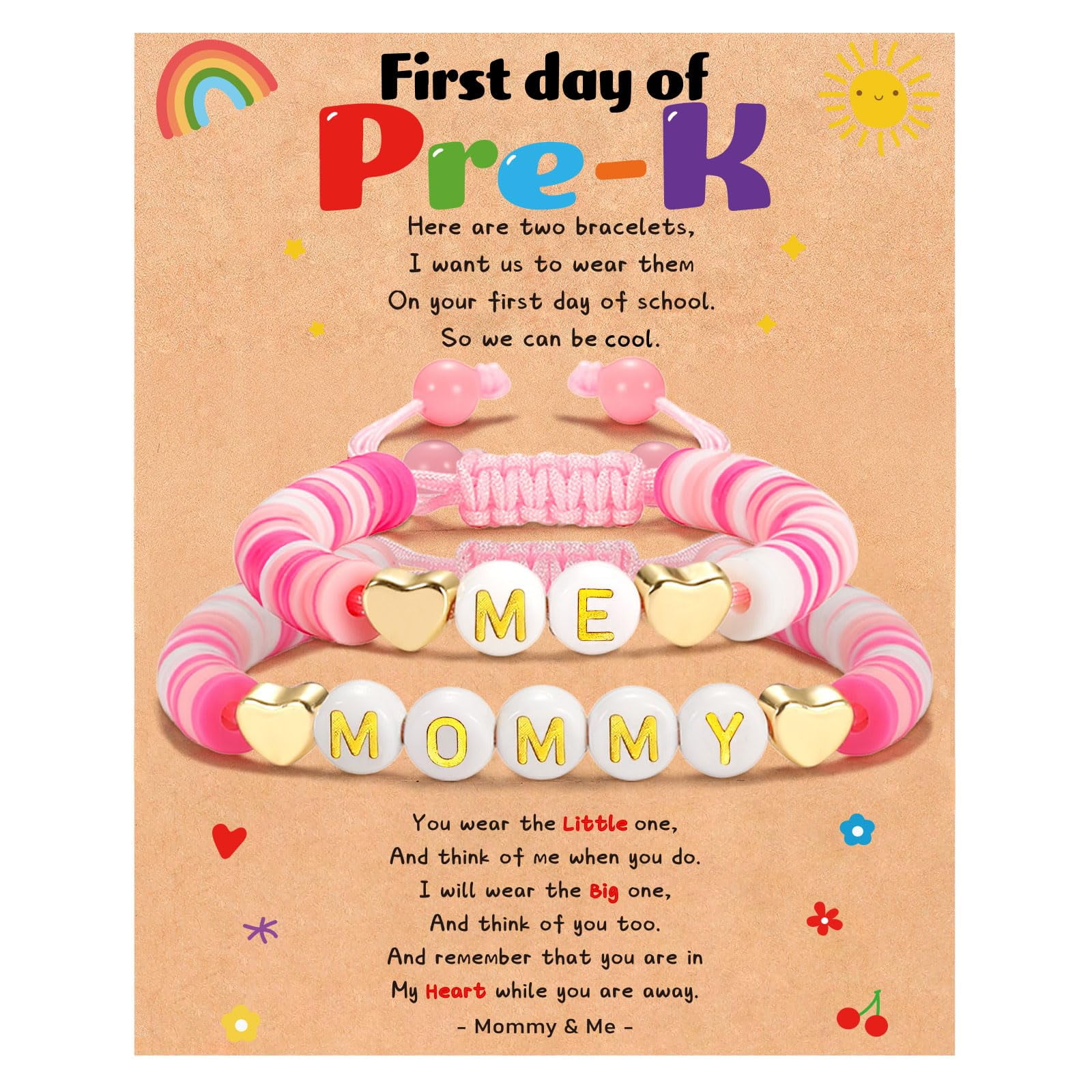 APSVO First Day of School Bracelet Mommy and Me Back to School Kindergarten Pre-K 1st Grade 2nd ...