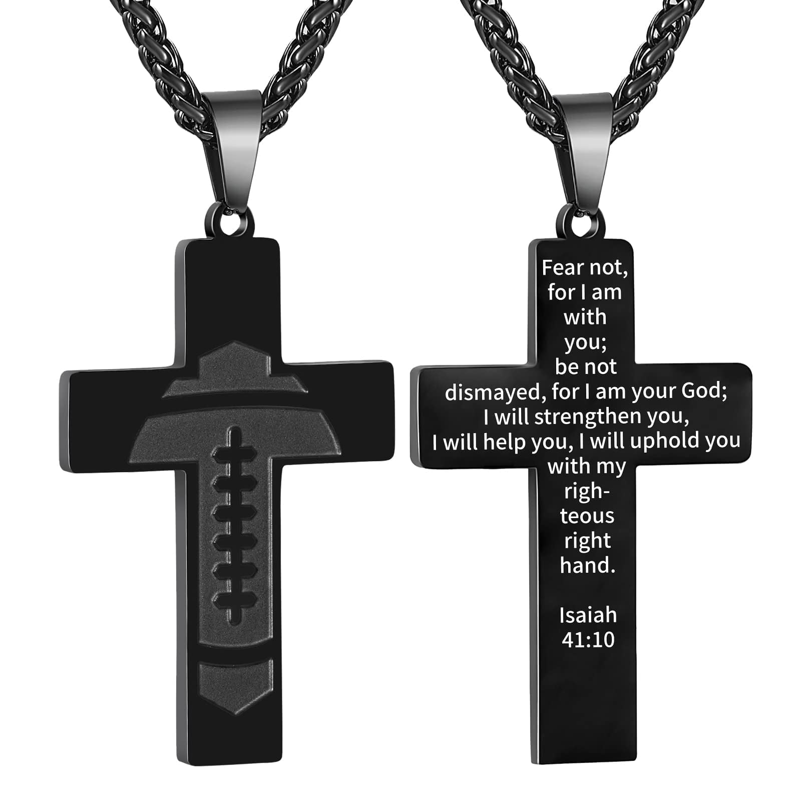APSVO Football Cross Necklace for Men Stainless Steel Bible Verse ...