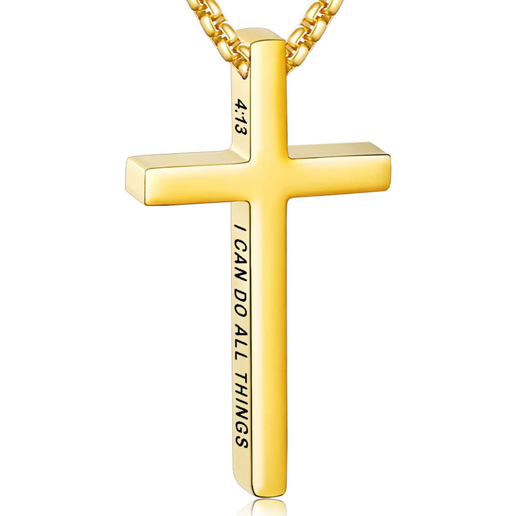 APSVO Gold Cross Necklaces for Men Stainless Steel Bible Verse ...