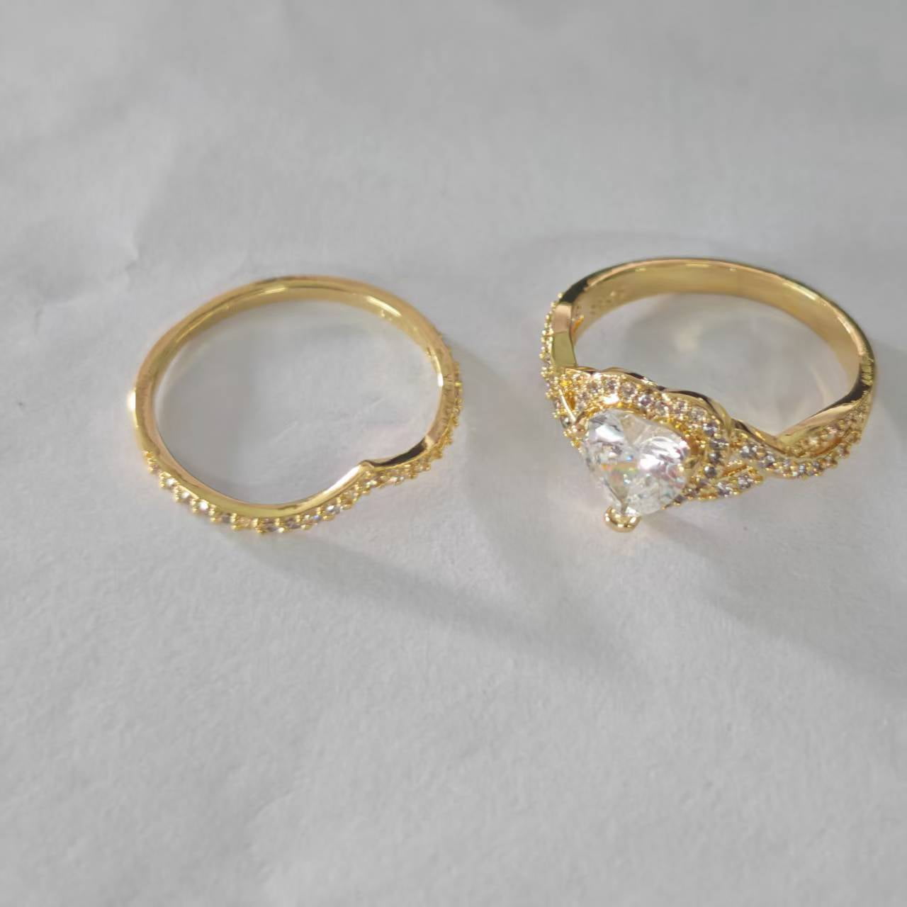 APSVO Gold Plated Heart Ring Sets for Women Mom Wife,S925 Sterling ...