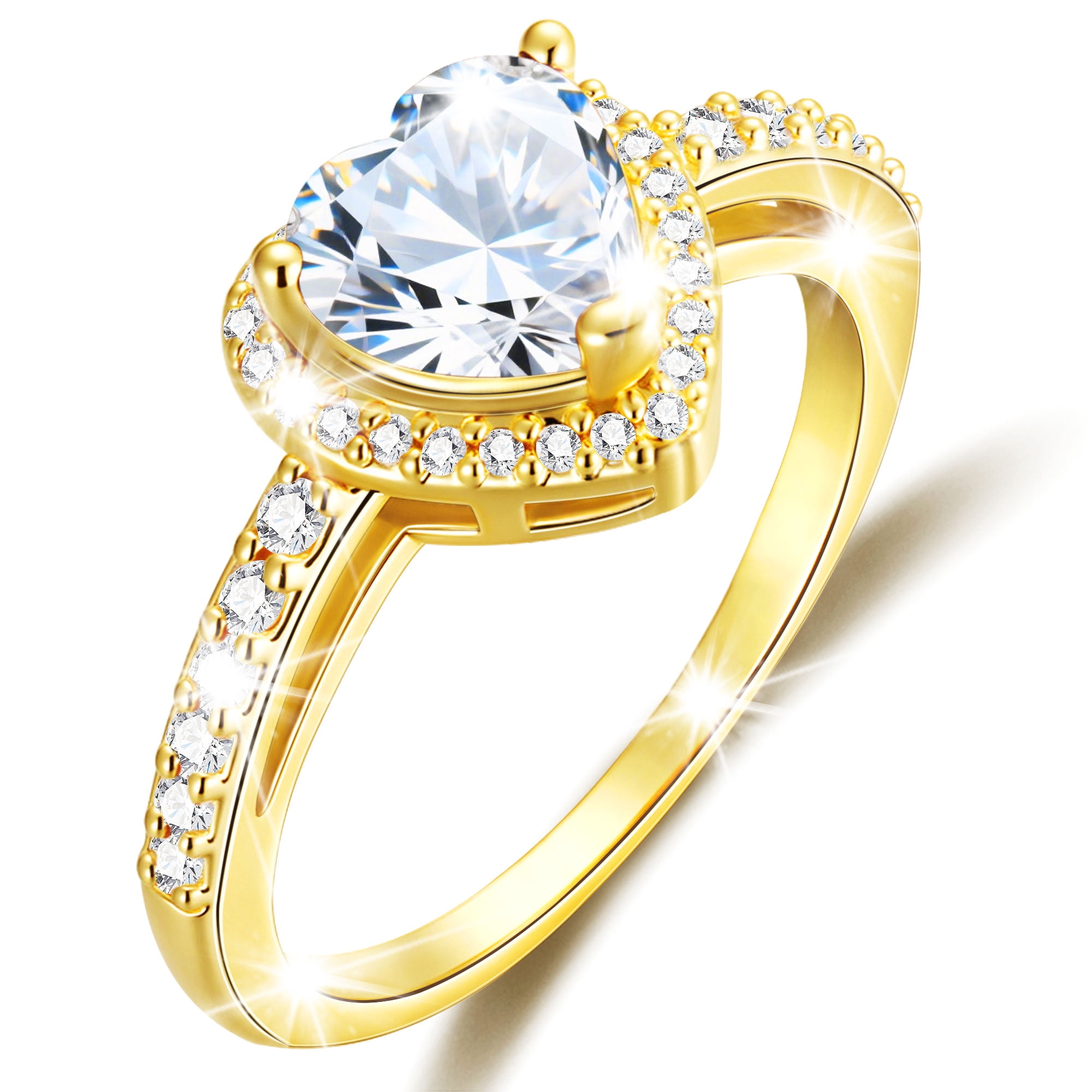 APSVO, Love Heart Ring, CZ April Birthstone, 18K Gold Plated - Walmart.com