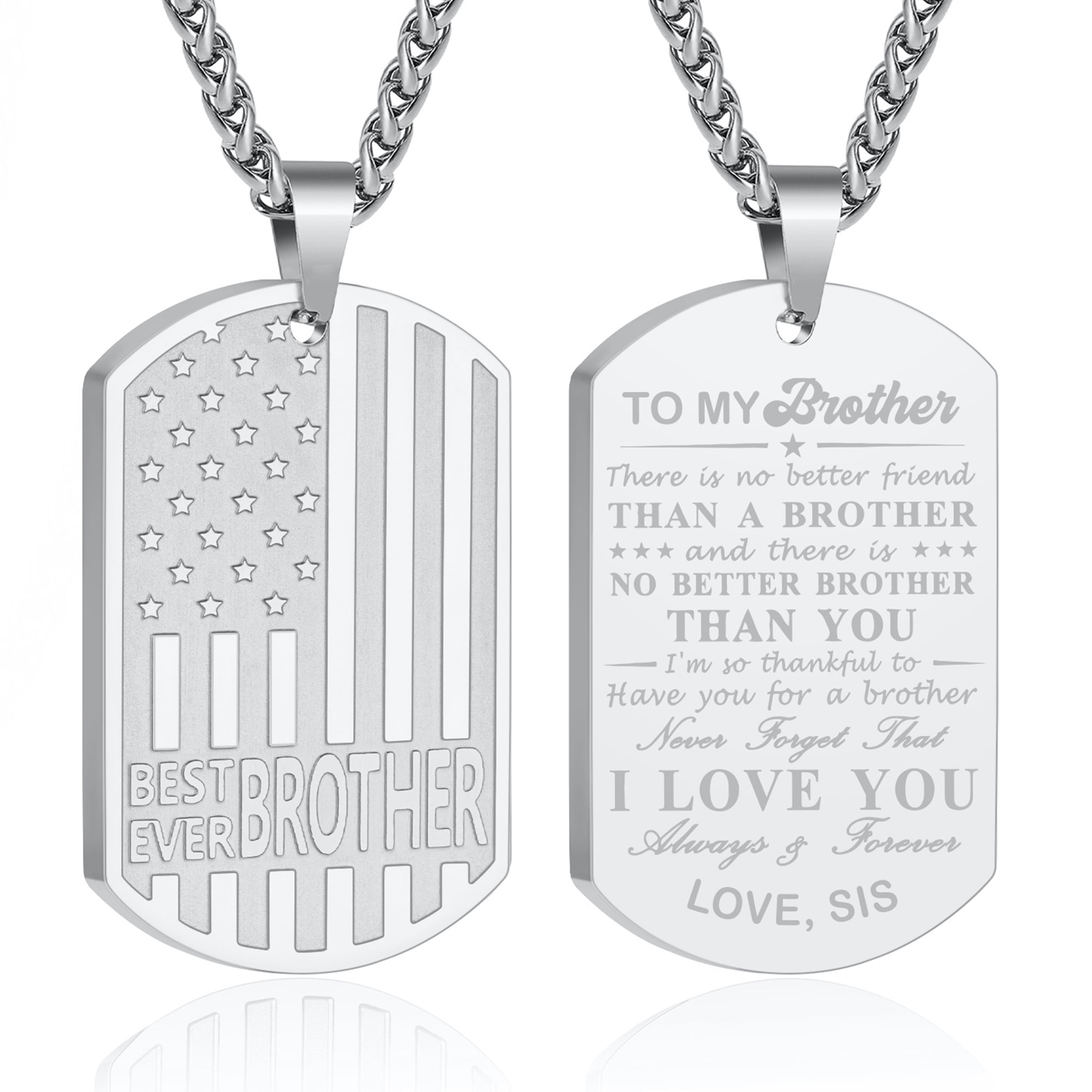 APSVO Silver Dog Tag Necklaces for Men Boys to My Brother Gifts from ...