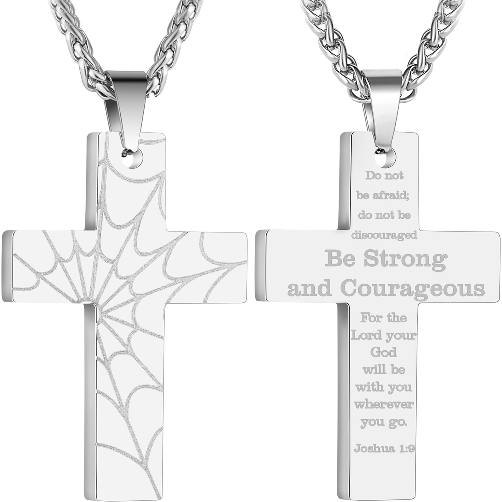 APSVO Silver Cross Necklace for Men Son Boyfriend Stainless Steel ...
