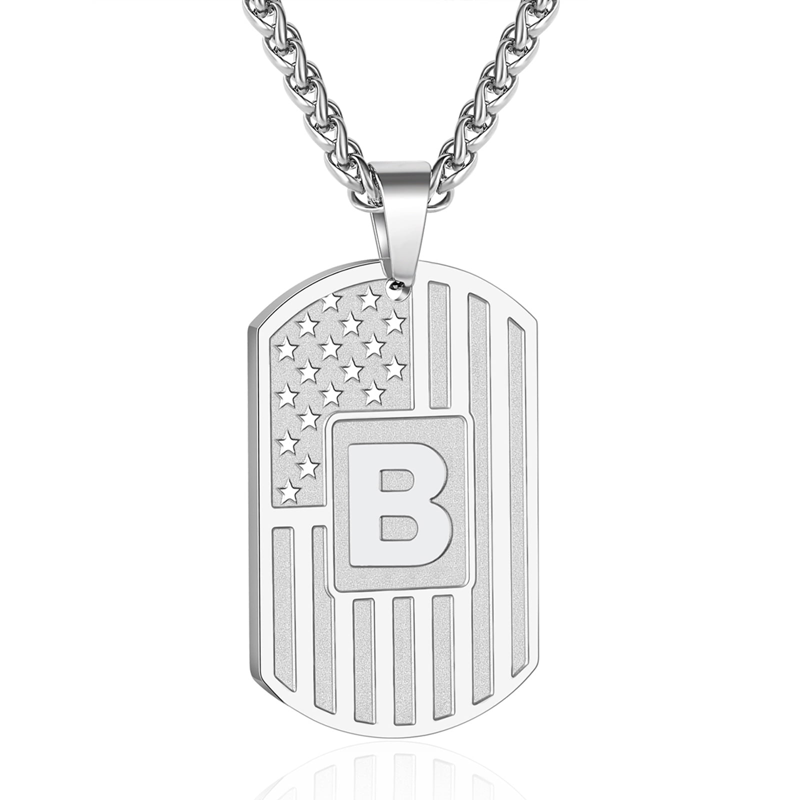 APSVO Silver Initial Necklaces for Men Boys Stainless Steel American ...