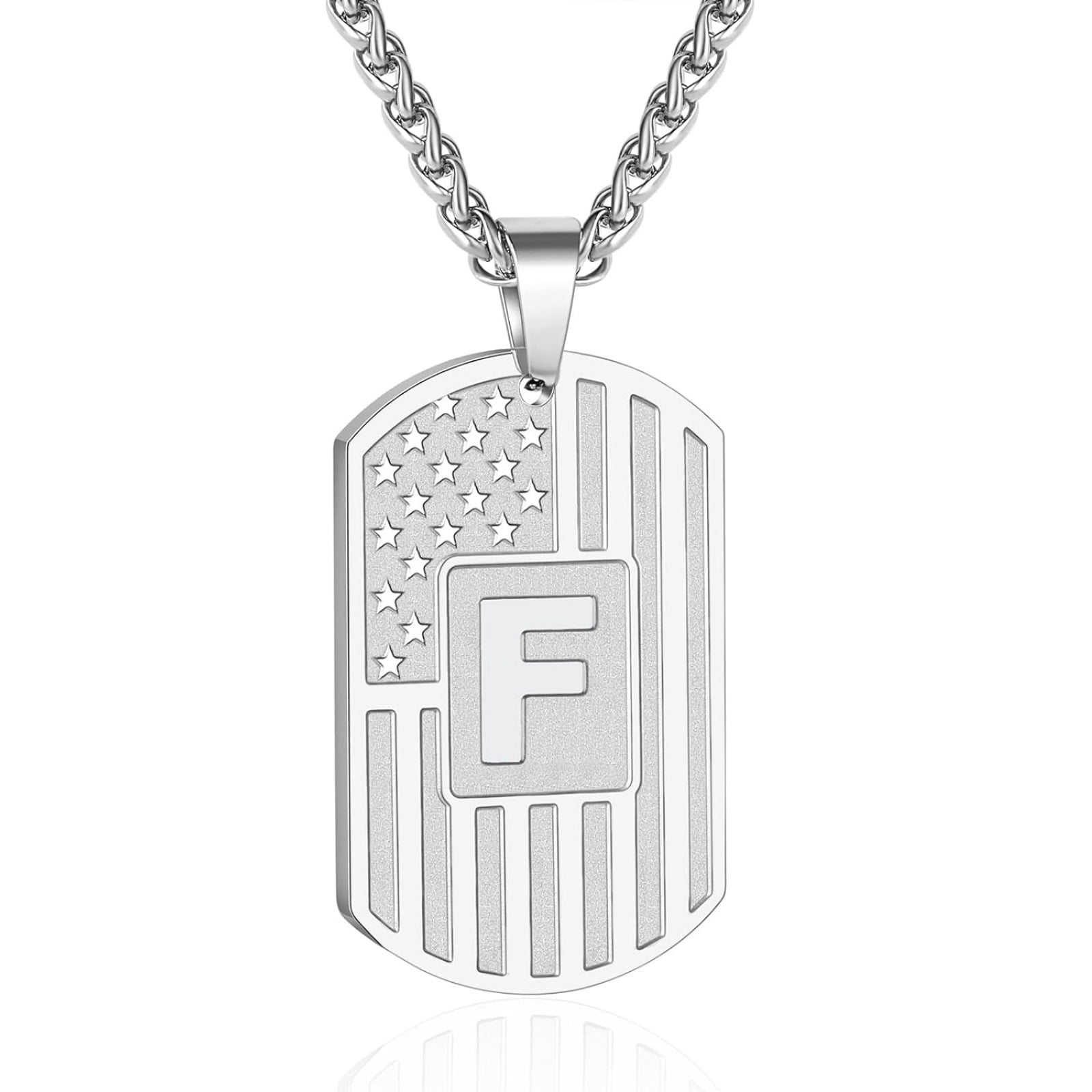 APSVO Silver Initial Necklaces for Men Boys Stainless Steel American ...