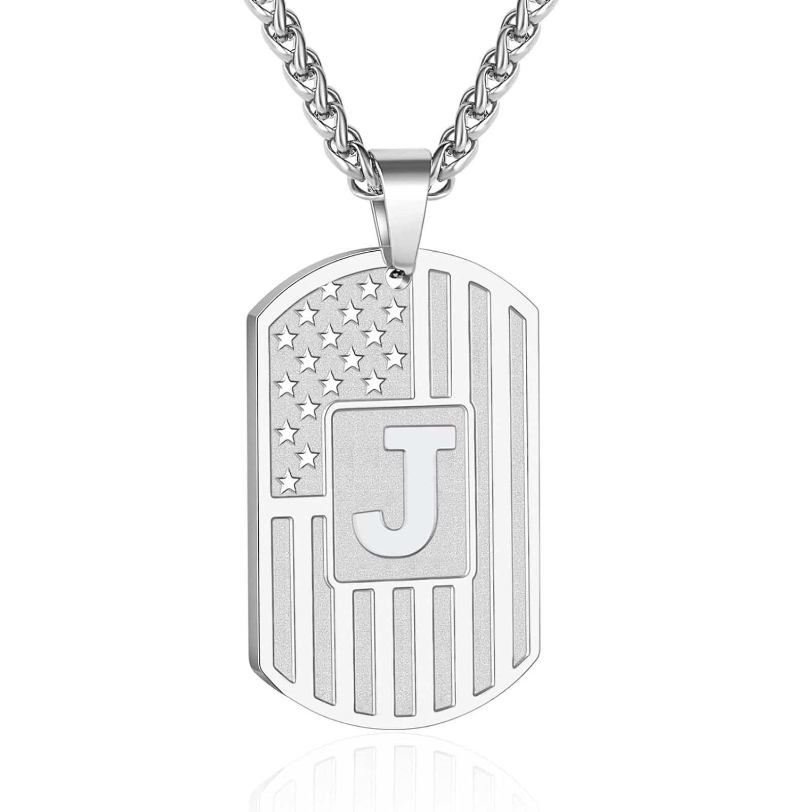 APSVO Silver Initial Necklaces for Men Boys Stainless Steel American ...