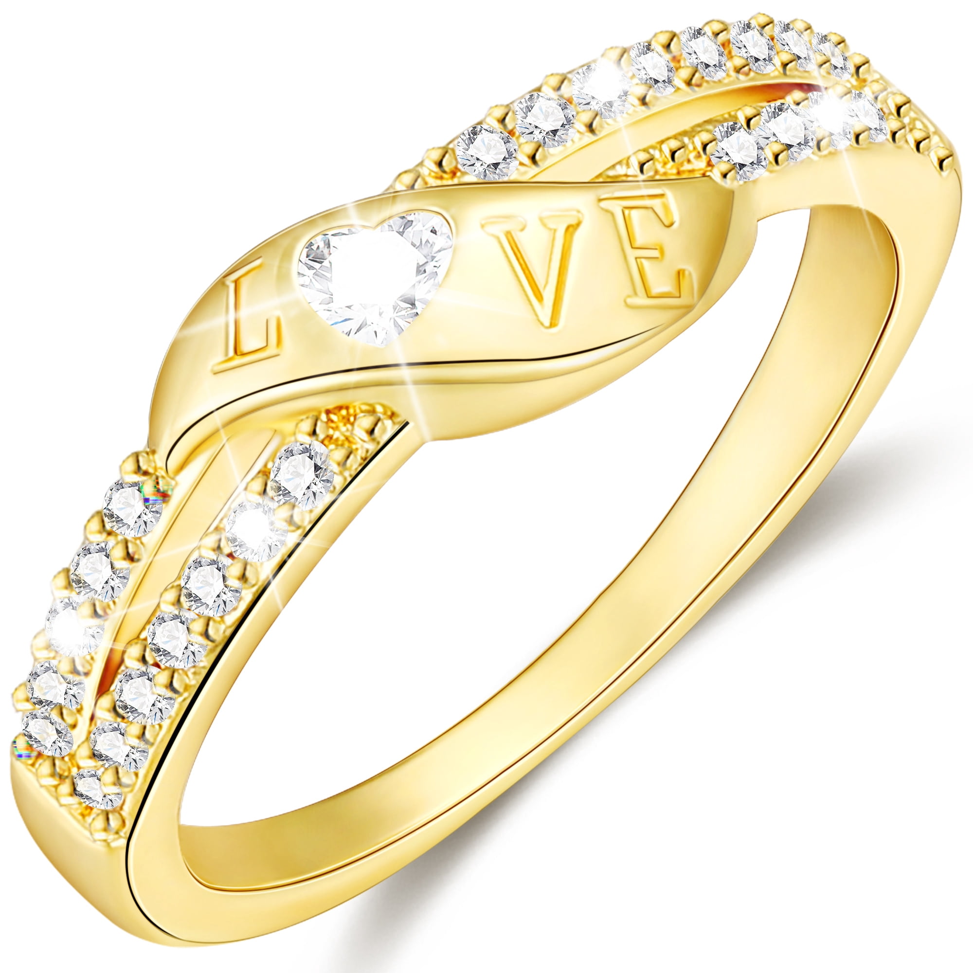 APSVO 18K Gold Plated 0.2ct Love Heart Rings for Women Stackable Non ...