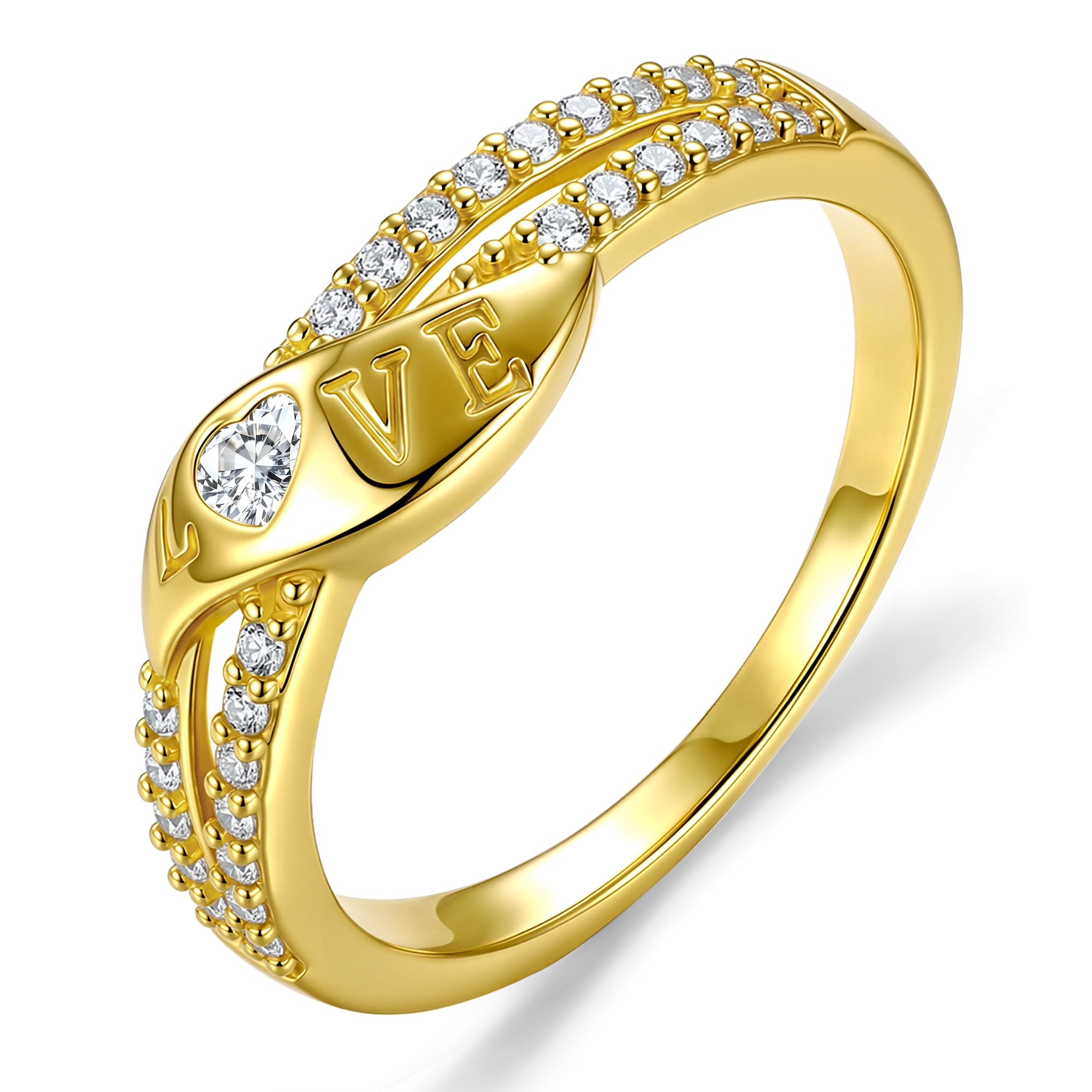 APSVO 18K Gold Plated 0.2ct Love Heart Rings for Women Stackable Non ...