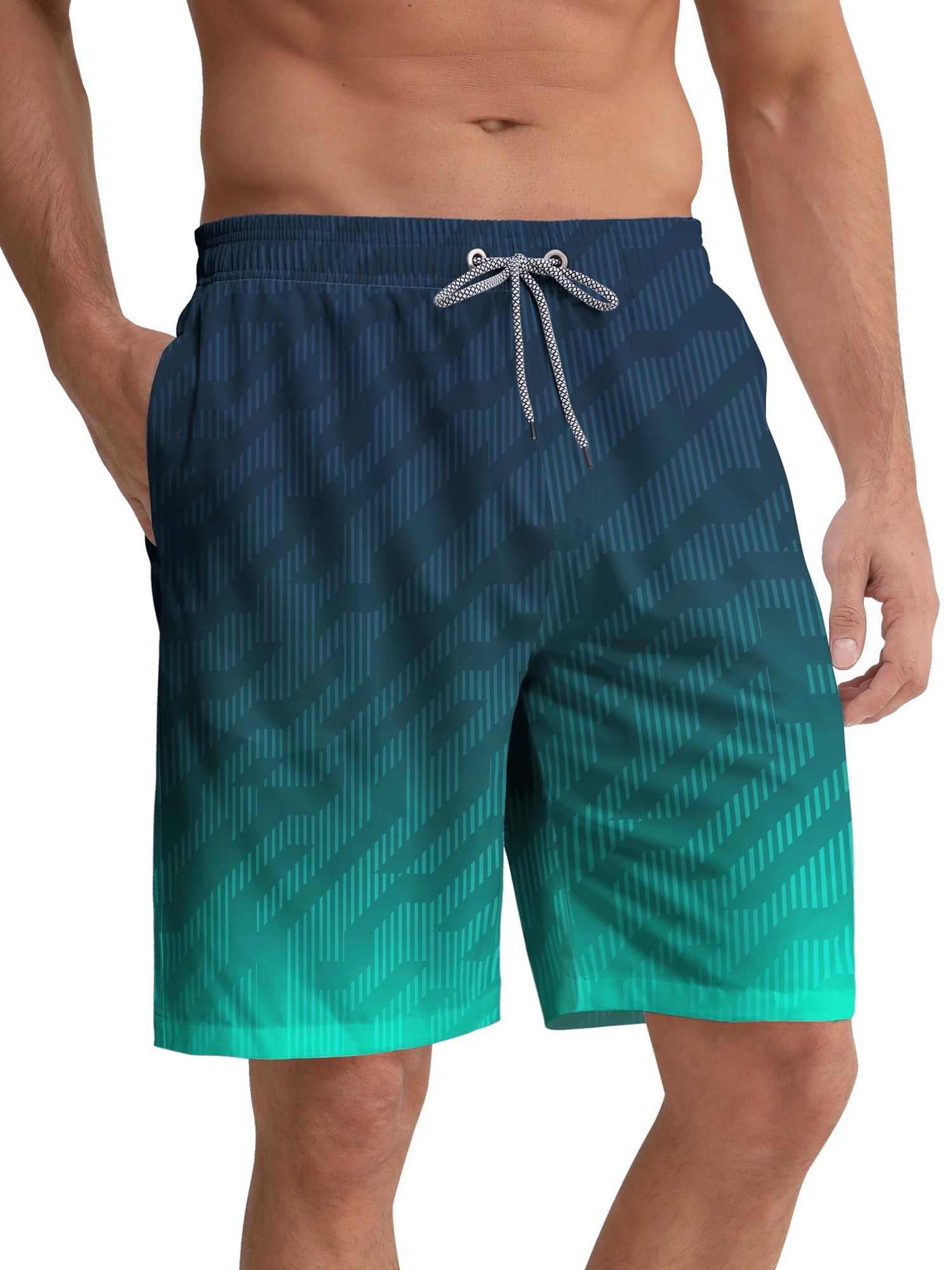 APTRO Men's Quick Dry Swim Trunks, Mesh Lining, Stripe Green01, Size M ...