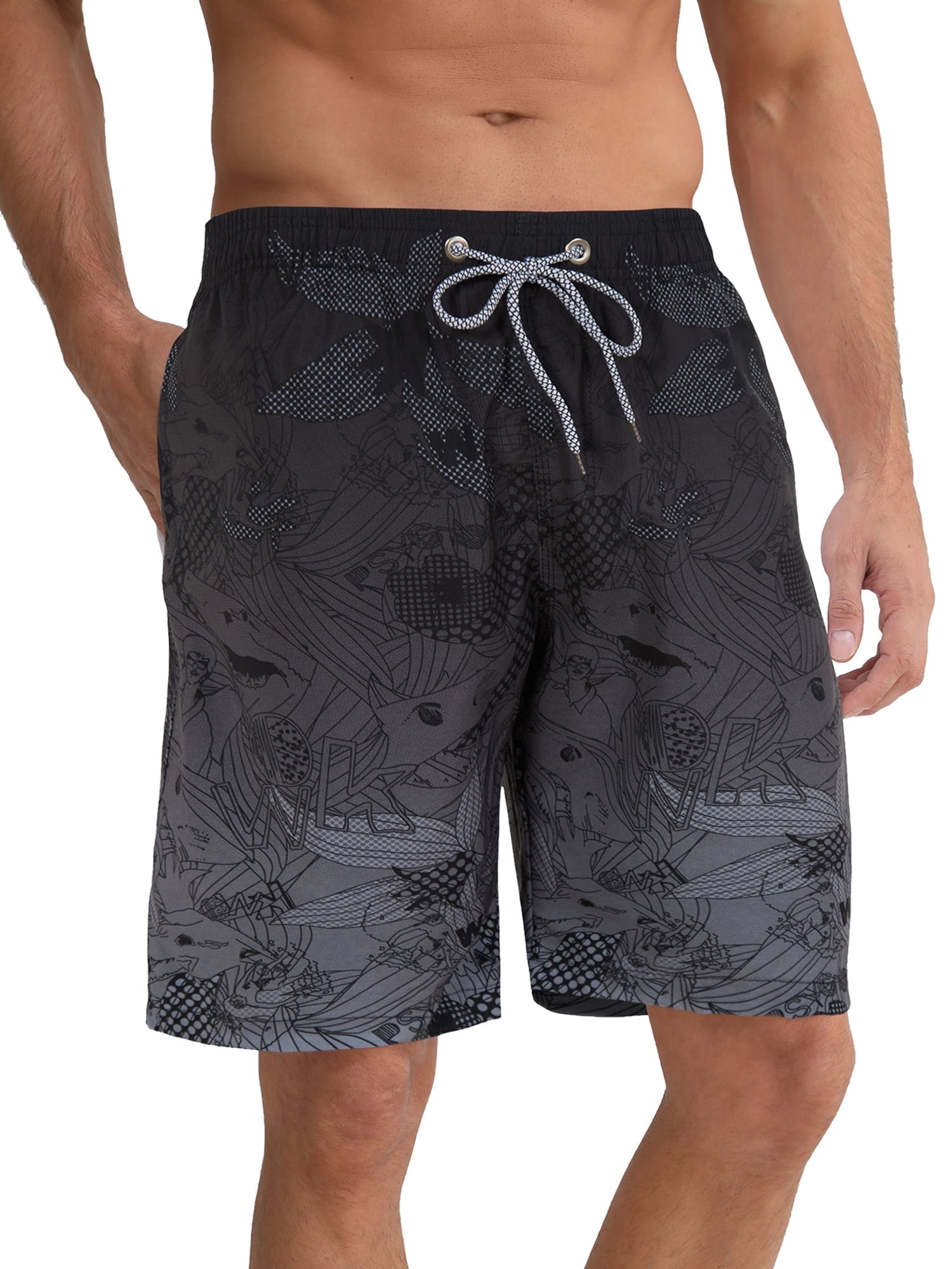 APTRO Men's Quick Dry Summer Beach Swim Shorts with Mesh Lining, Grey ...