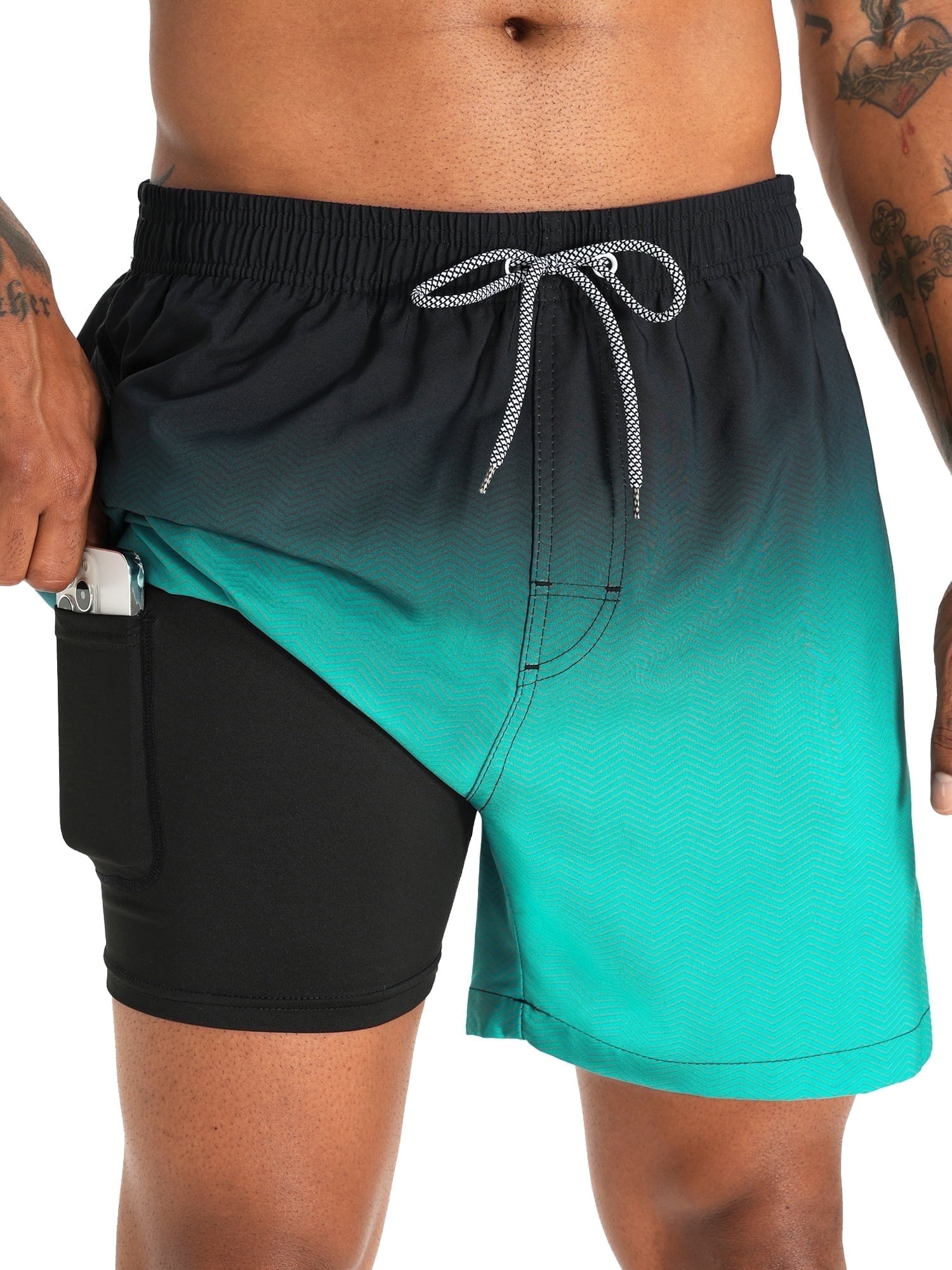 APTRO Mens Swim Trunks With 2 in 1 Liner 5.5"Board Shorts Quick Dry ...