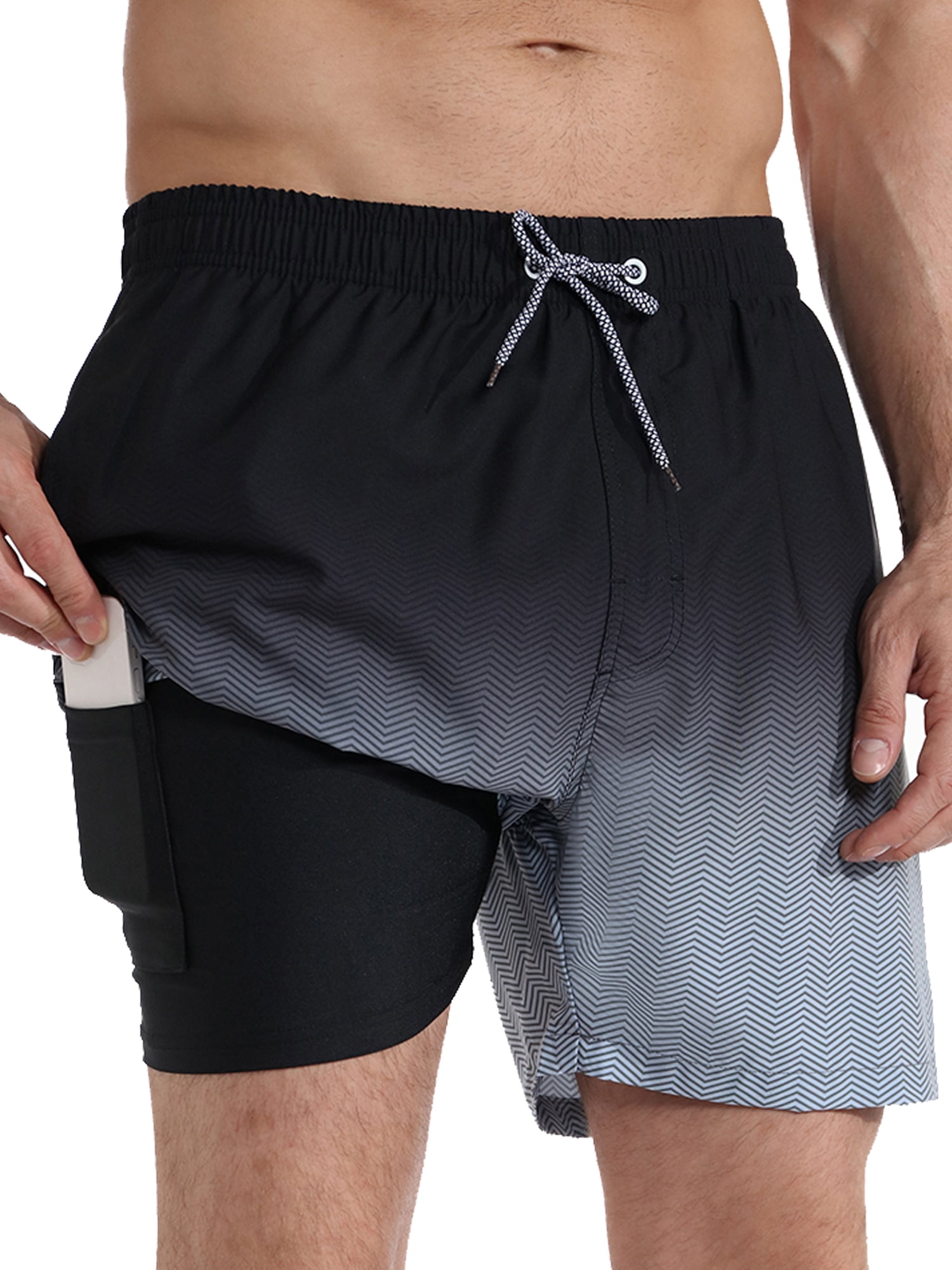 APTRO Mens Swim Trunks With 2 in 1 Compression Liner 5.5"Board Shorts ...