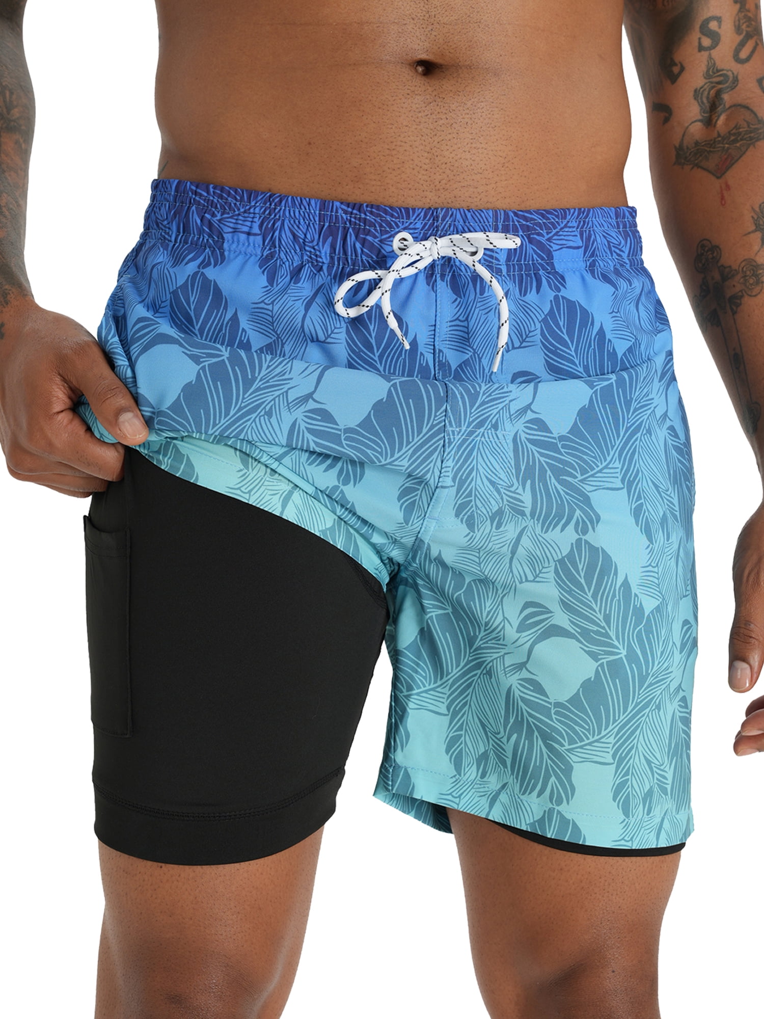 APTRO Mens Swim Trunks With 2 in 1 Compression Liner 5.5"Board Shorts ...