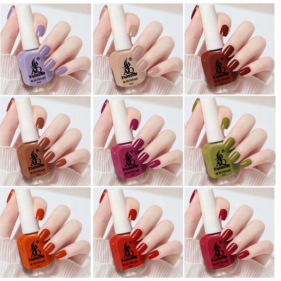 AQ FASHION Quick Drying Long Lasting High Shine Nail Polish For Women Girl HY6 Set of 9 ...