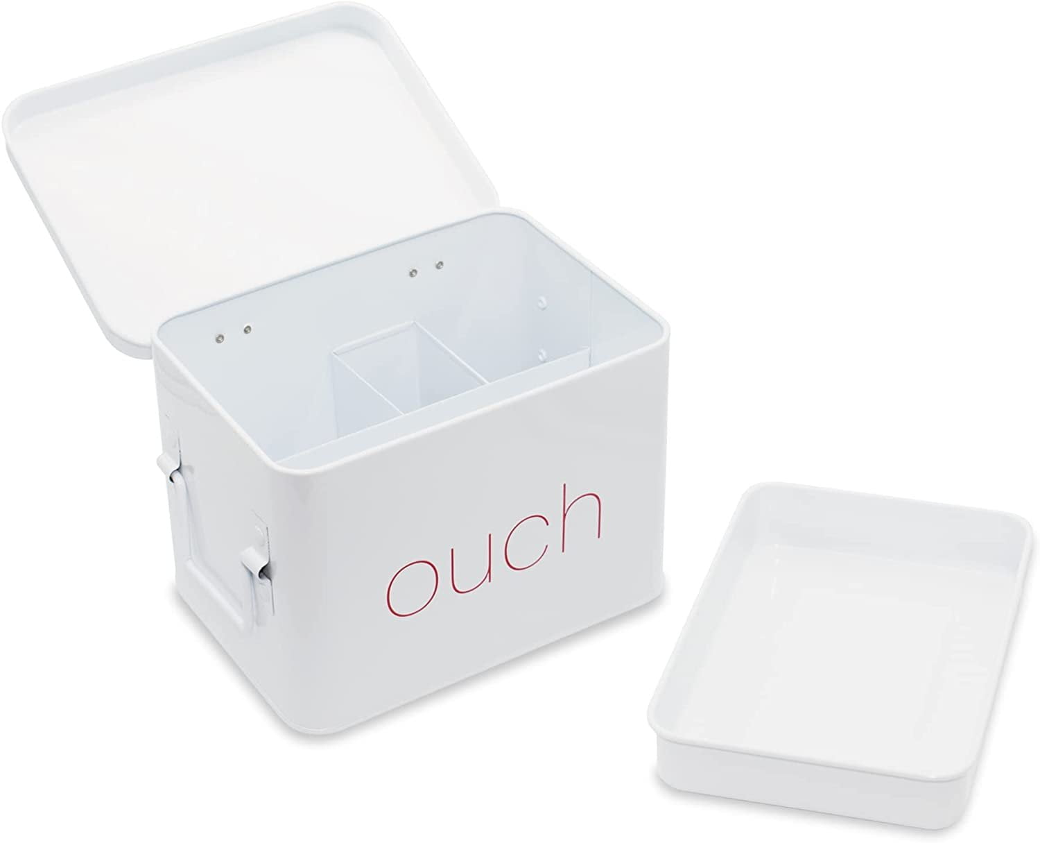 AQ Organizational Divided Metal Tin Caddy with Hinged Lid & Removable ...