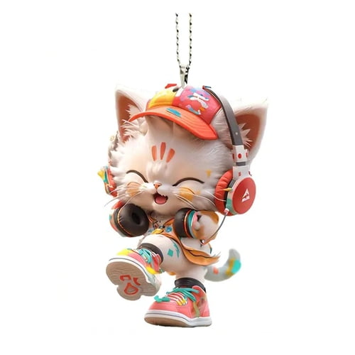 AQCW Cat Hanging Ornament Car Rearview Mirror Pendant with Lanyard Easy ...