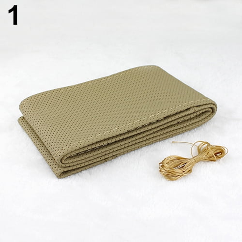 AQCW DIY Faux Leather Car Auto Steering Wheel Cover Protector with ...
