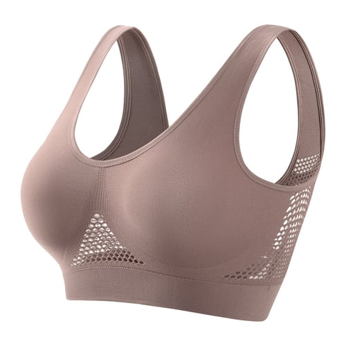AQCW Women Bra Hollow Out Soft Breathable Solid Color Elastic Push Up ...