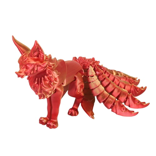 AQFZ 3D Printed Fox Ornament Nine Tailed Fox Figurine with Articulated ...